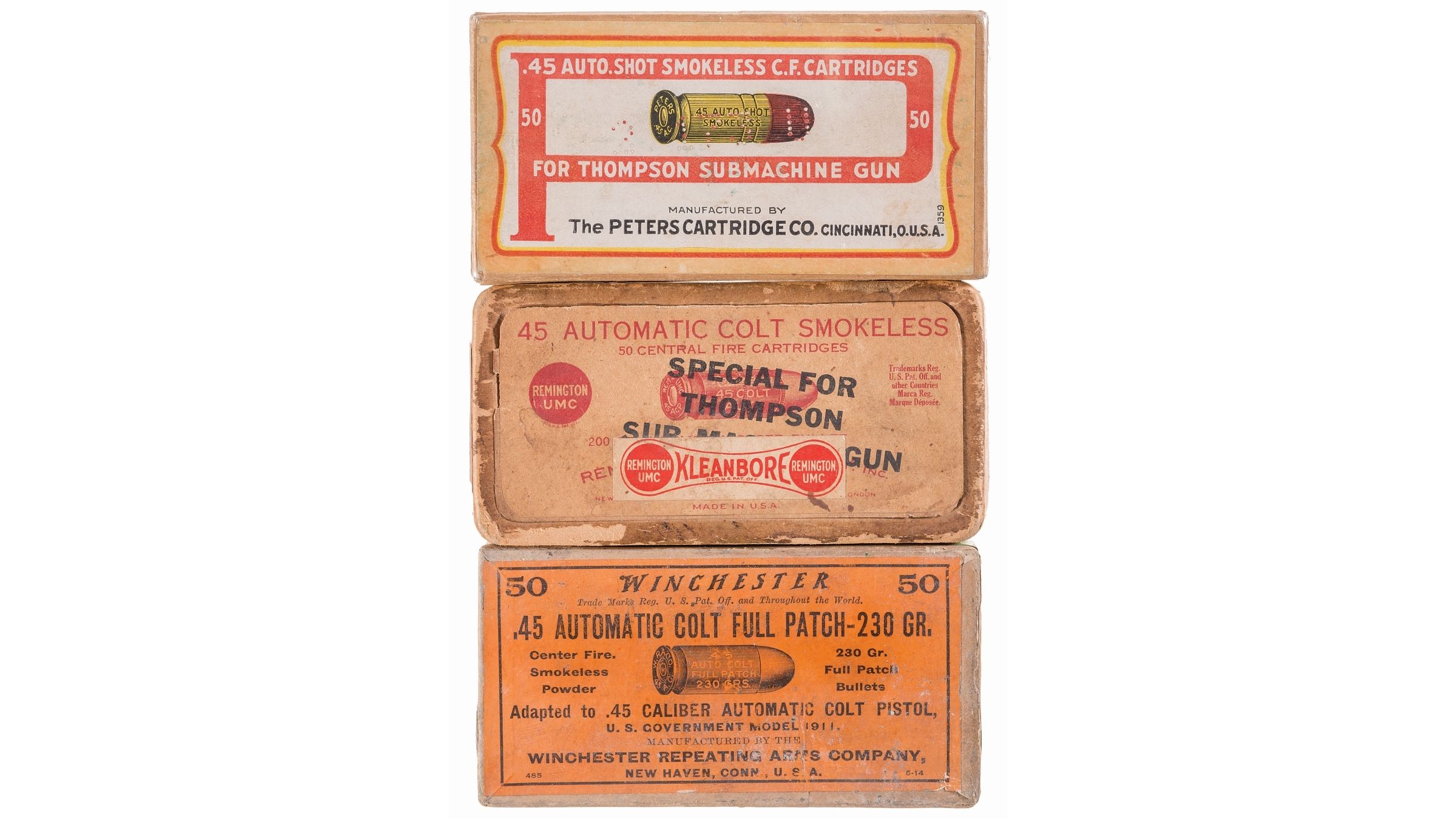 Three Collectible Boxes of .45 ACP Ammunition | Rock Island Auction