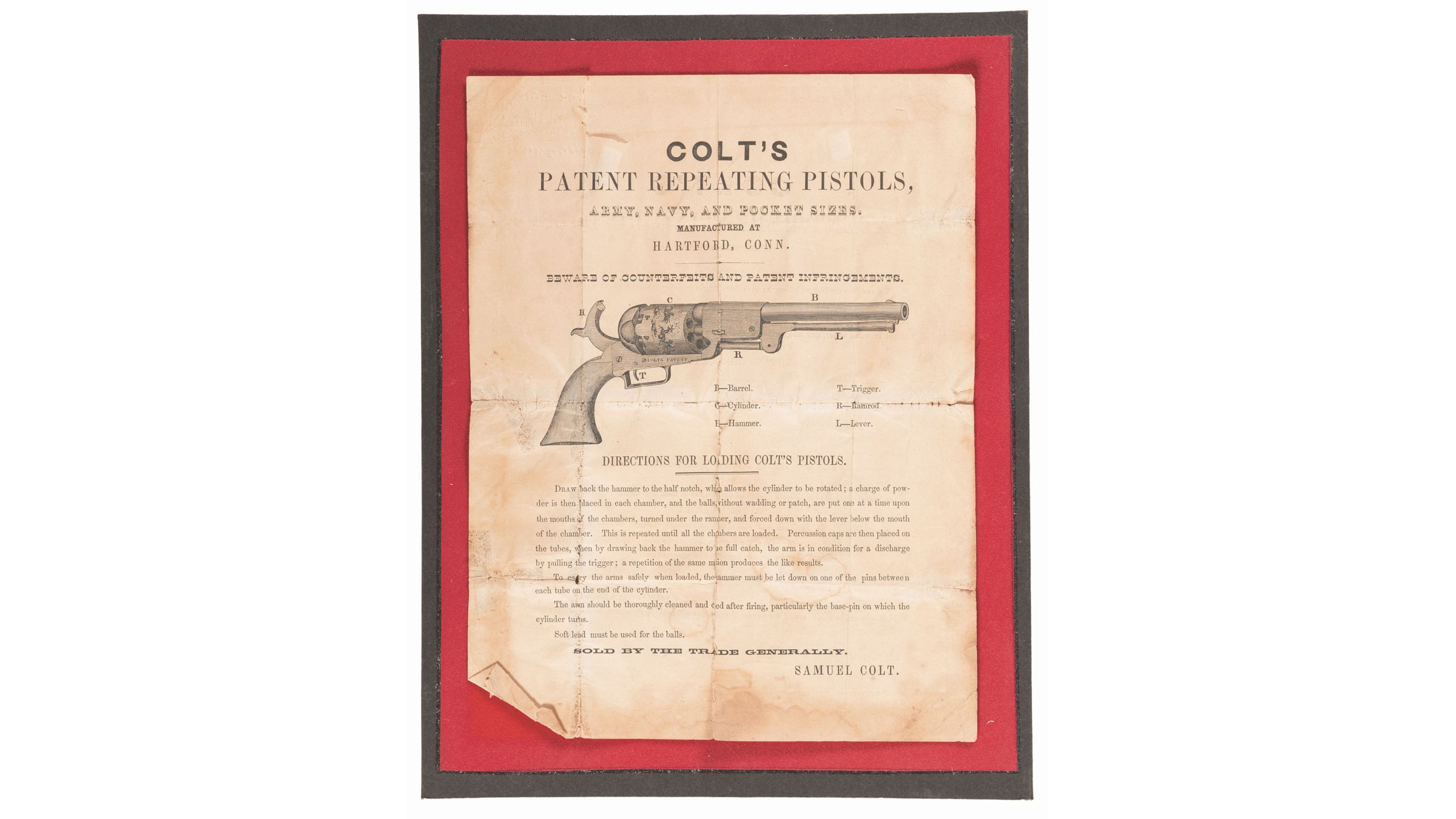 Colt Loading Instruction Sheet with London Retailer Label | Rock Island ...
