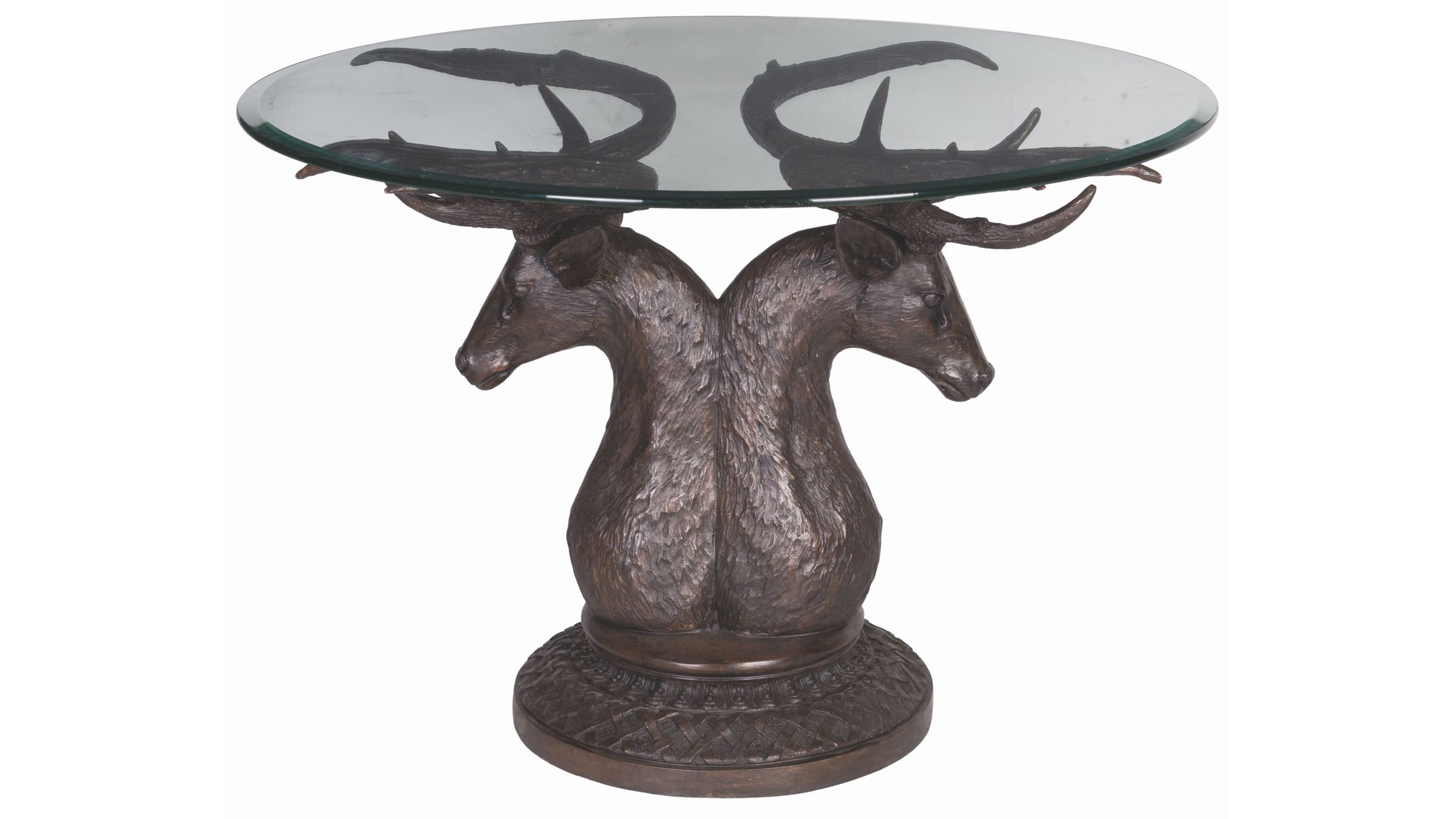 Two Stag Deer Head Table, Signed 'Mene' | Rock Island Auction