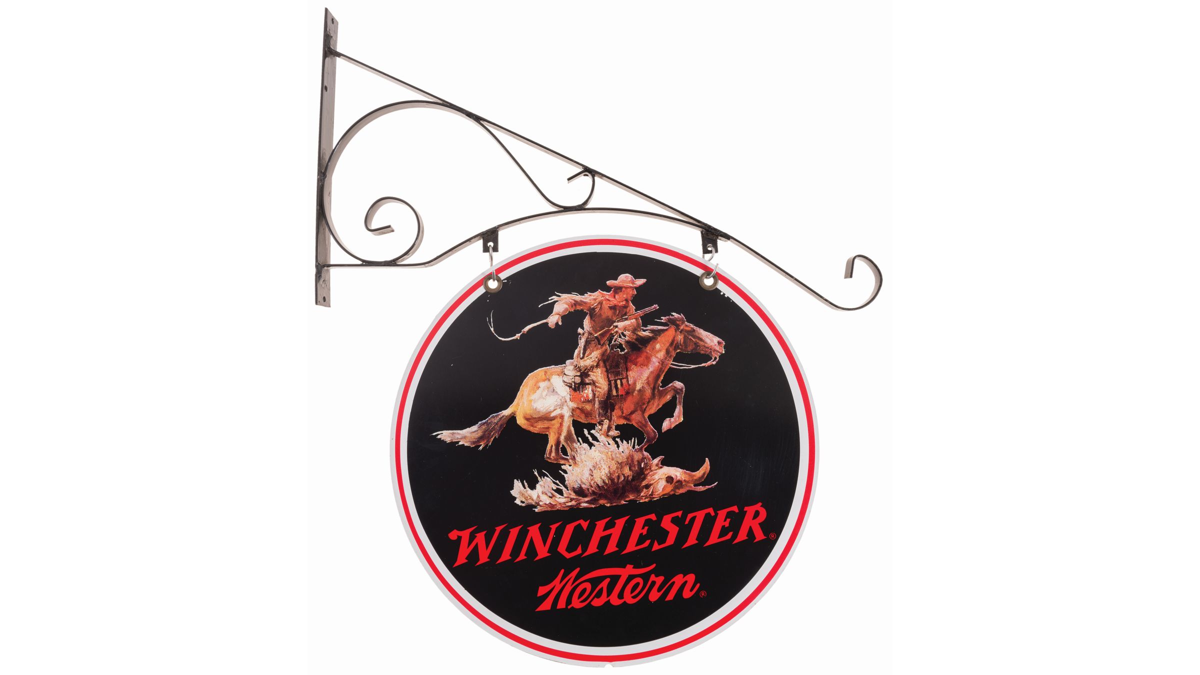 Winchester-Western "Rider" Metal Sign with Hanging Bracket | Rock ...