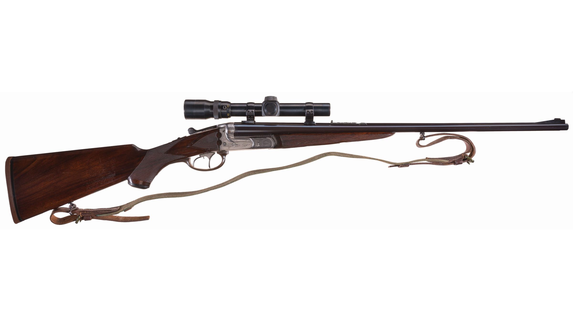 Engraved Berlin-Suhler Waffen Double Rifle with Scope | Rock Island Auction