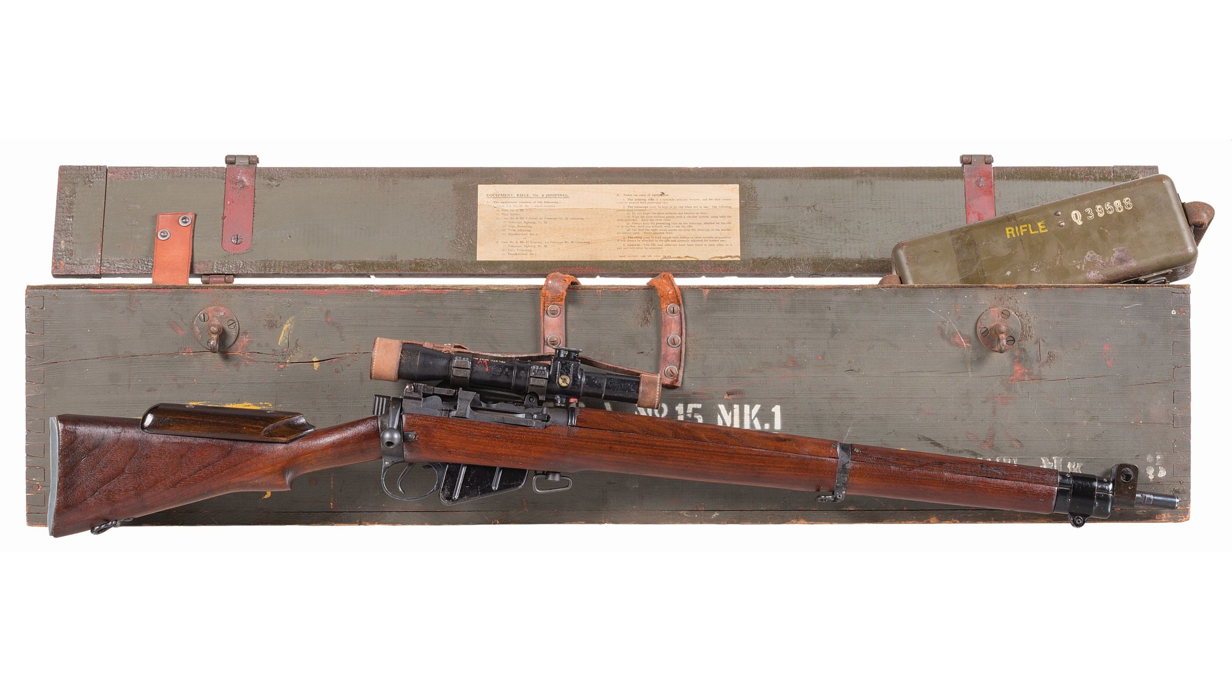 British No. 4 Mk. I (T) Bolt Action Sniper Rifle with Case | Rock ...