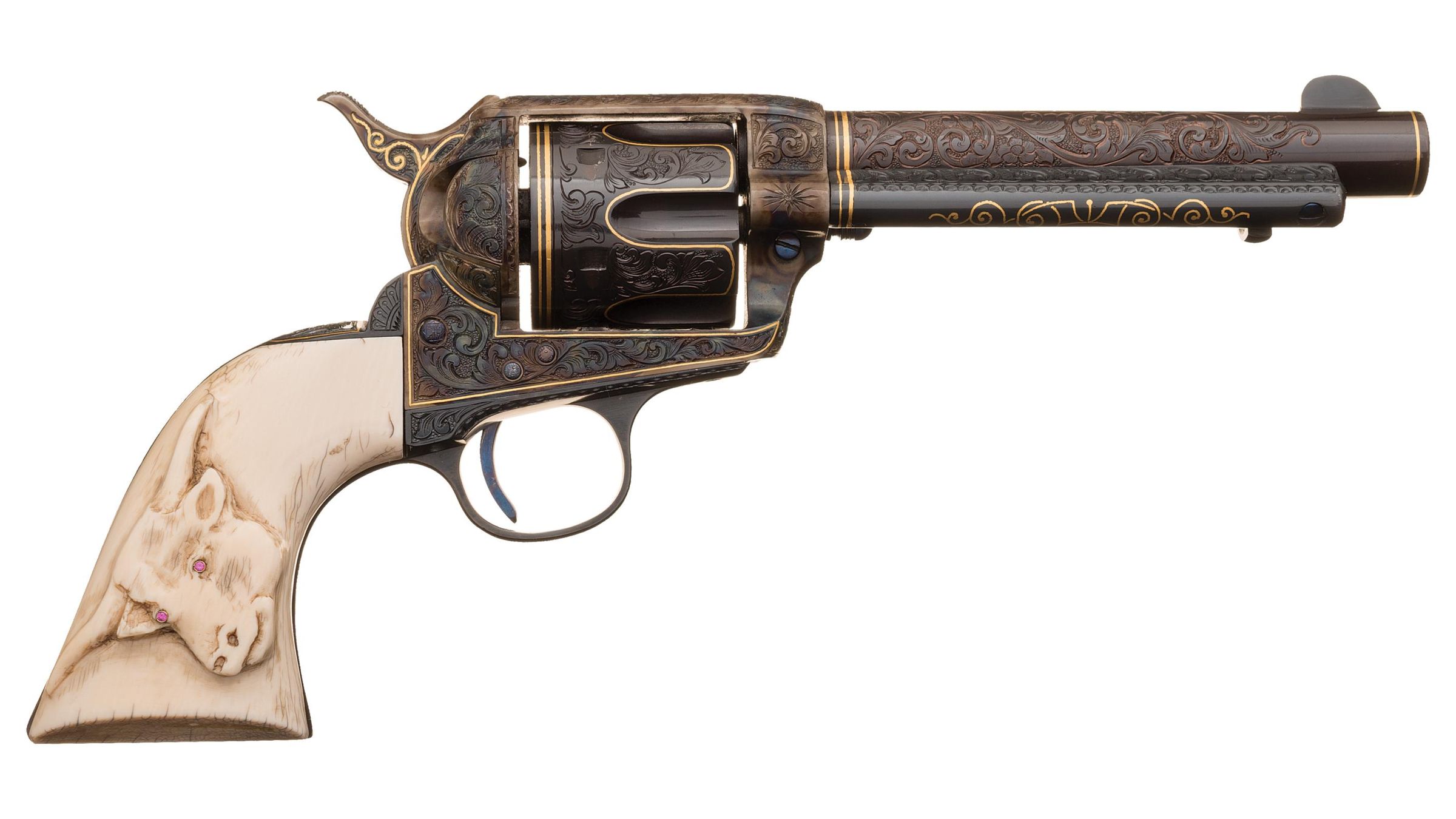 Engraved Colt Single Action Army Revolver with Steer Head Grip | Rock ...