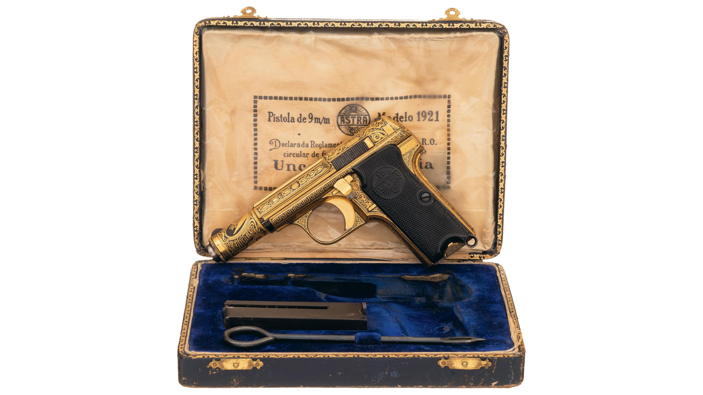 Gold Damascened and Inlaid Astra Model 300 Semi-Automatic Pistol | Rock ...