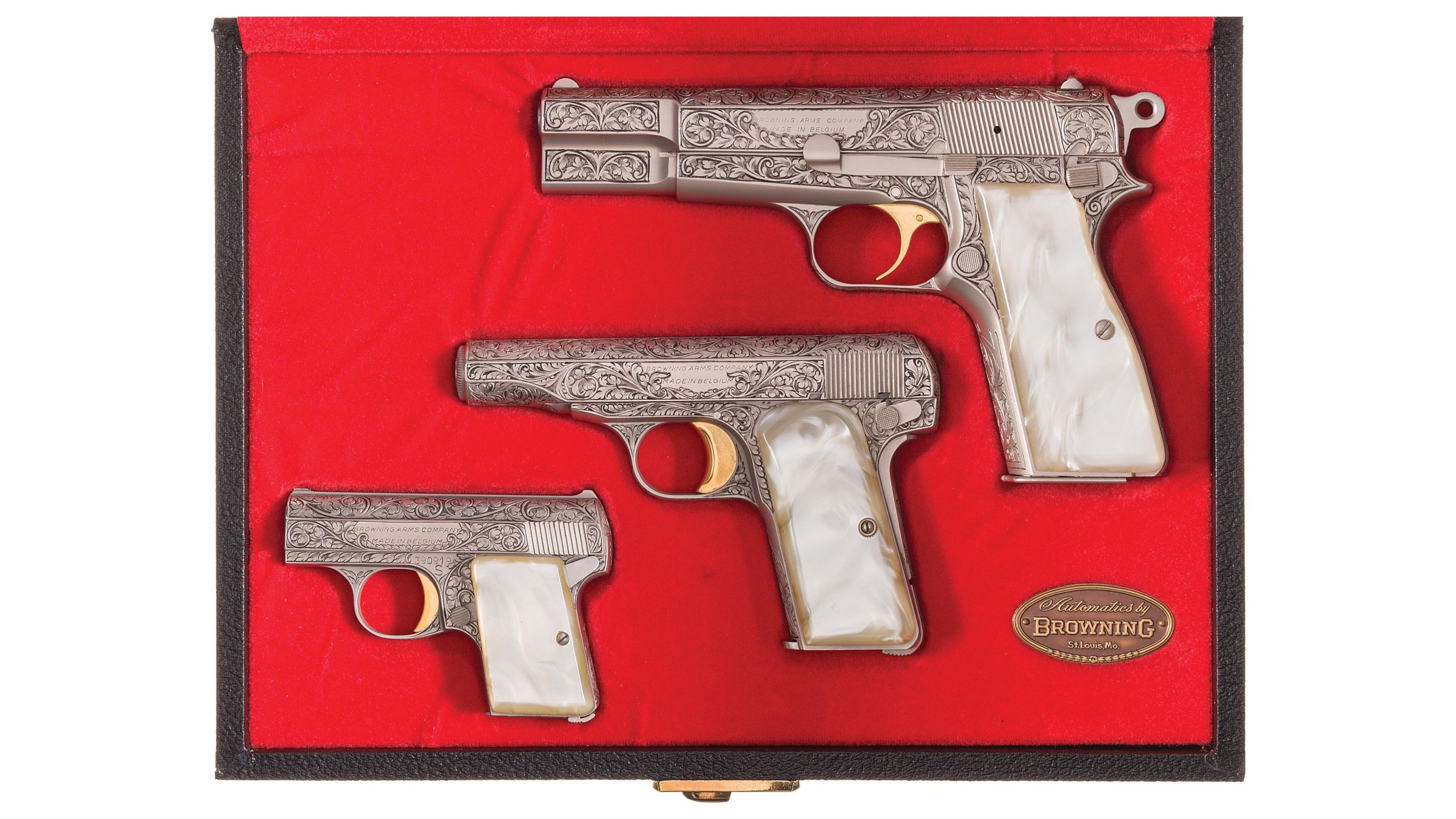 Cased Factory Engraved Belgian Browning Renaissance Pistol Set | Rock ...