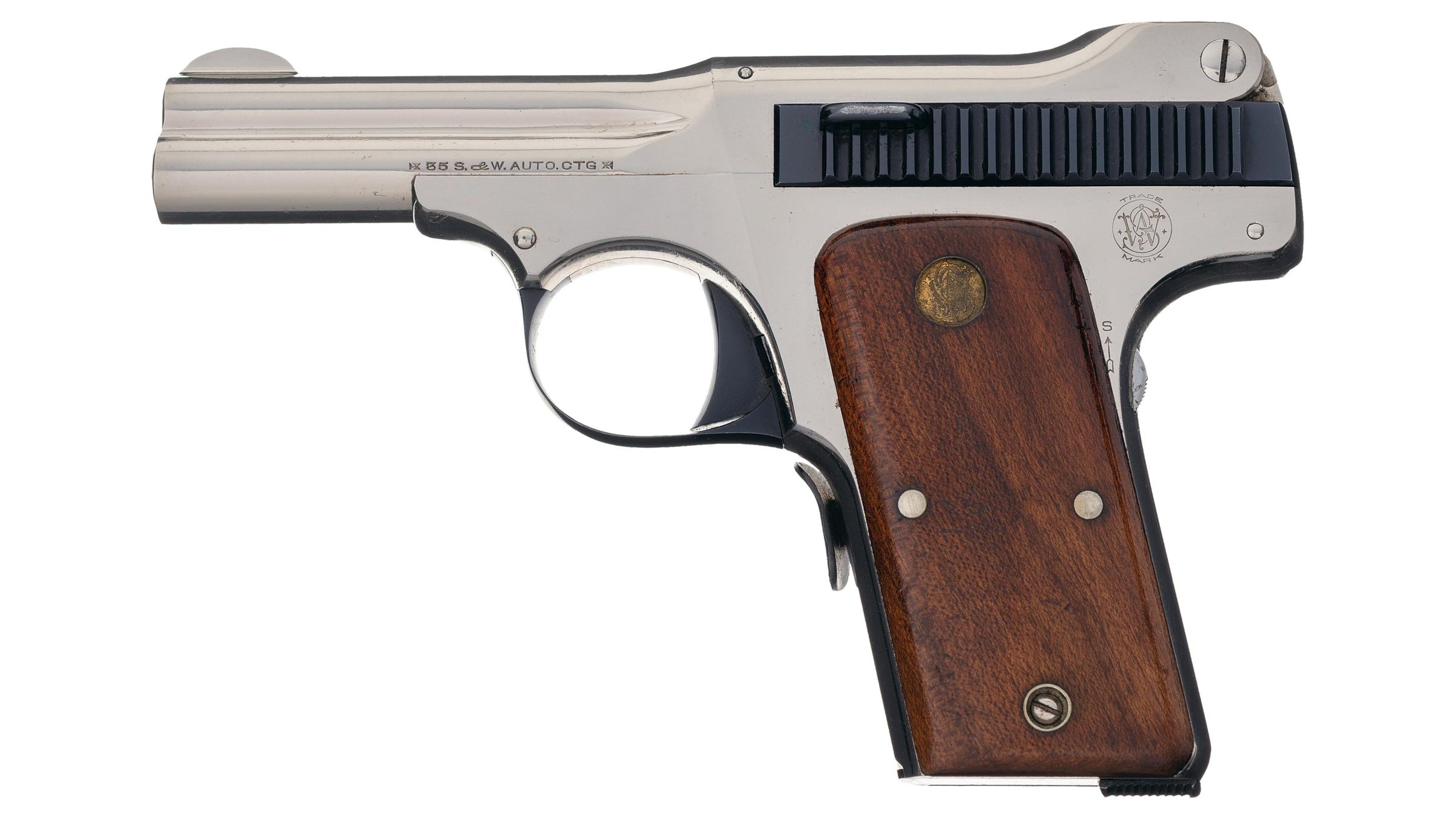 Nickel Smith & Wesson .35 Caliber Semi-Automatic Pistol | Rock Island ...