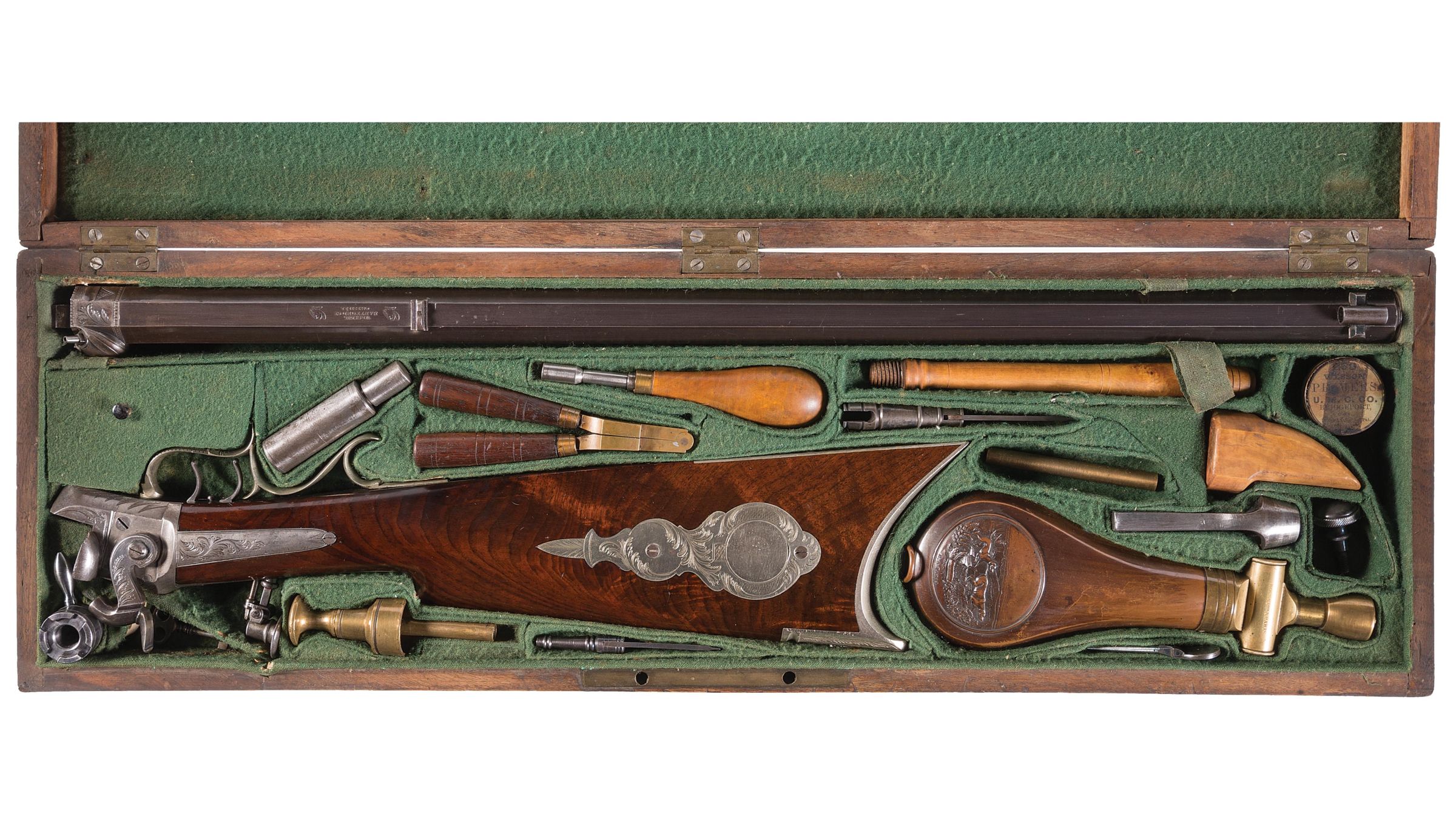 Cased Engraved Edwin Wesson Box Lock Percussion Target Rifle | Rock ...