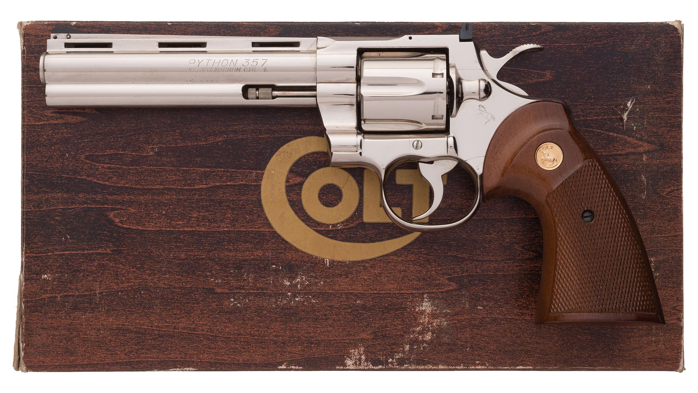 Desirable Nickel Colt Python Double Action Revolver with Box | Rock ...