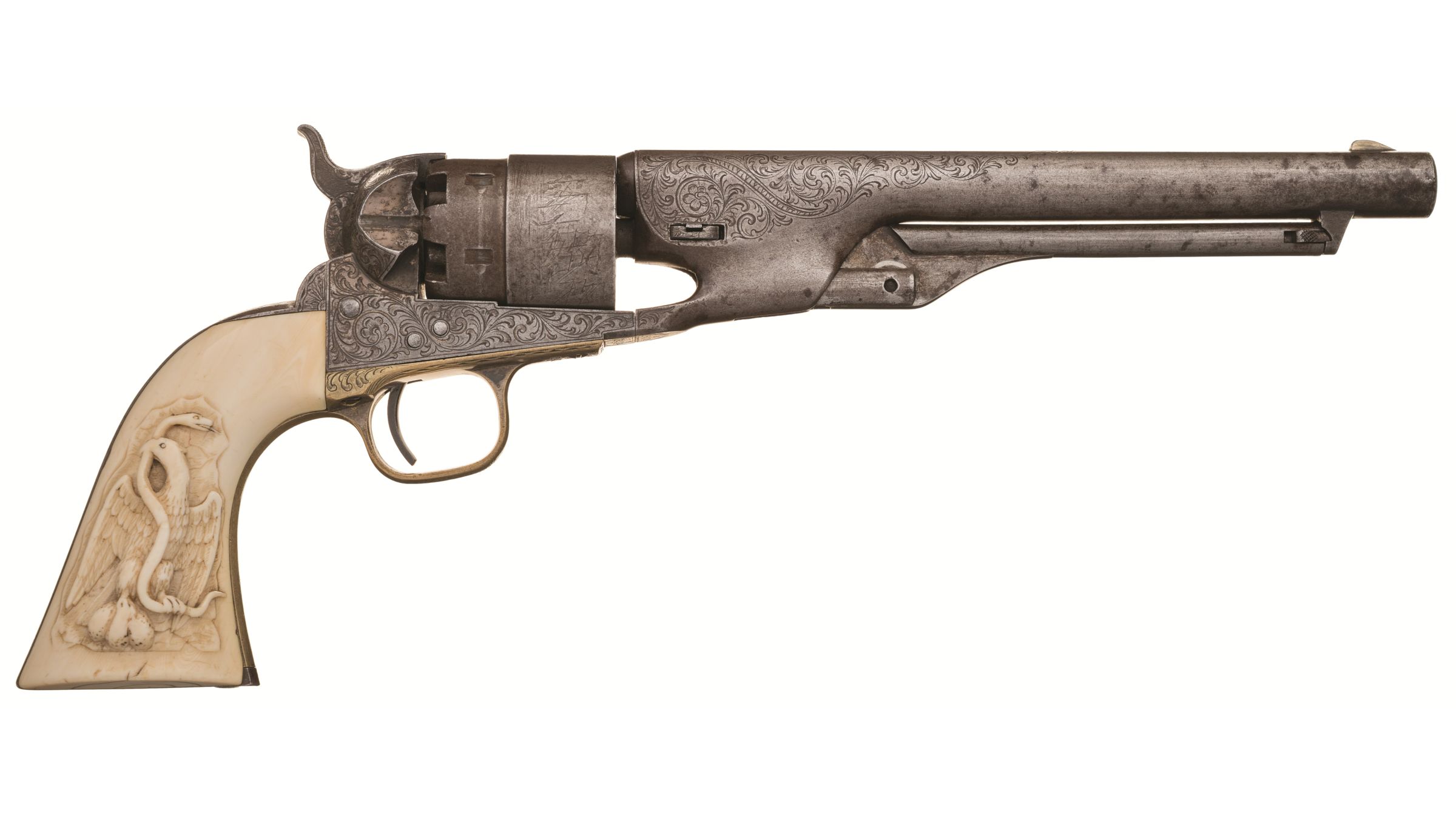 Engraved Colt Model 1860 Army Revolver with Carved Grip | Rock Island ...