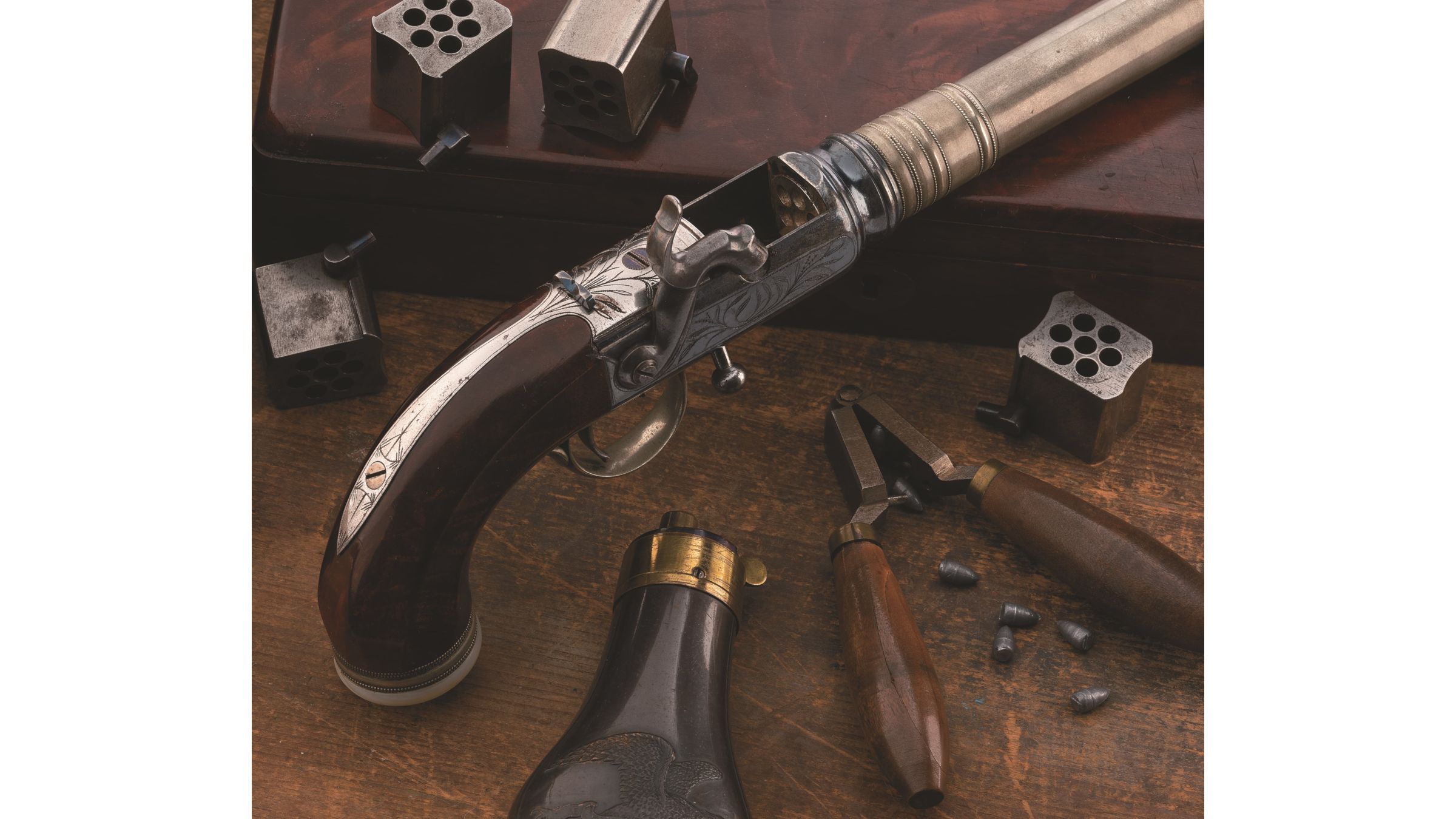 Cased Henry Harrington Patent Seven-Shot Volley Pistol | Rock Island ...