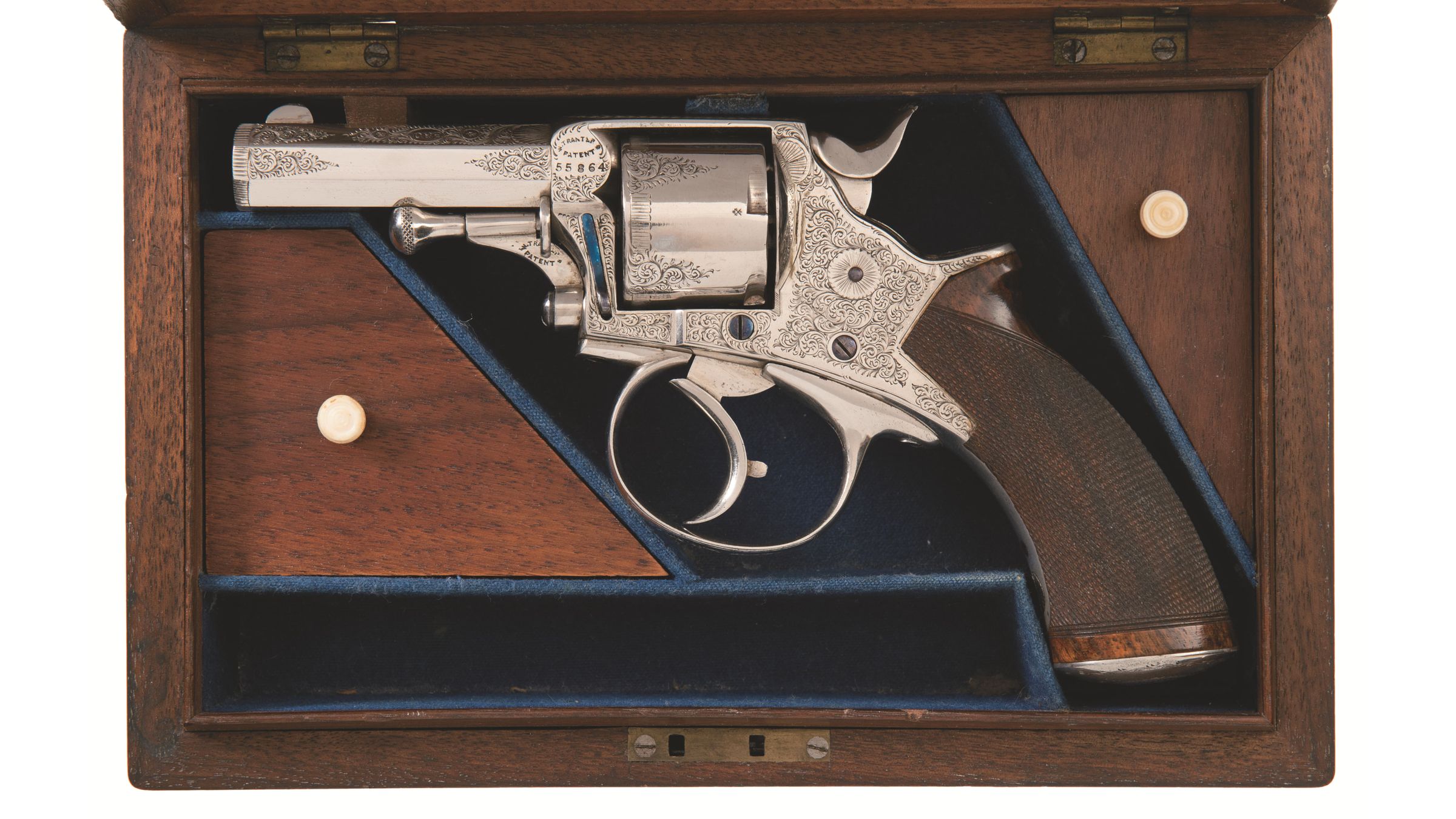 Cased Engraved William Tranter Patent Double Action Revolver | Rock ...