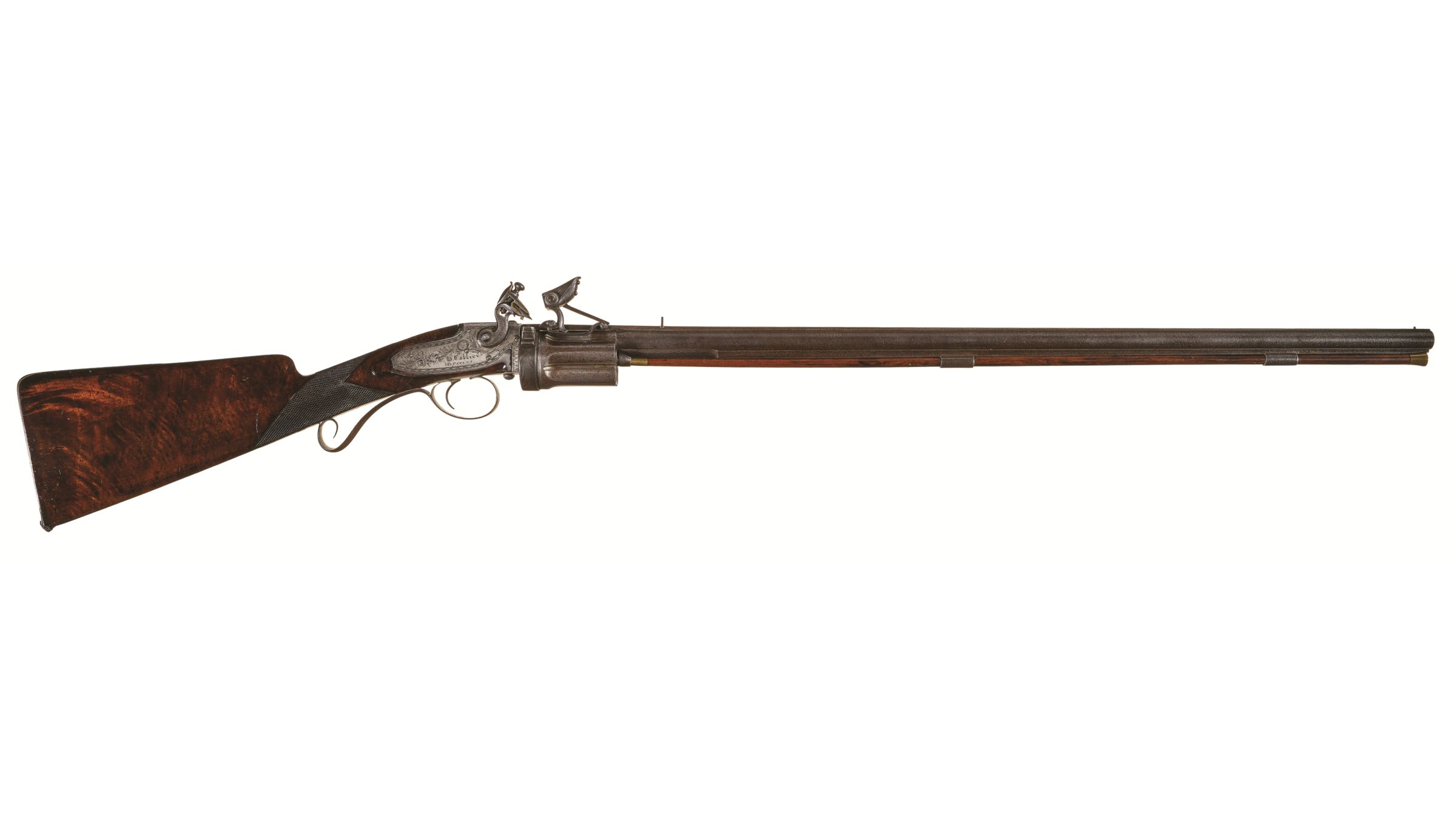 E.H. Collier Five-Chamber Flintlock Revolving Rifle | Rock Island Auction