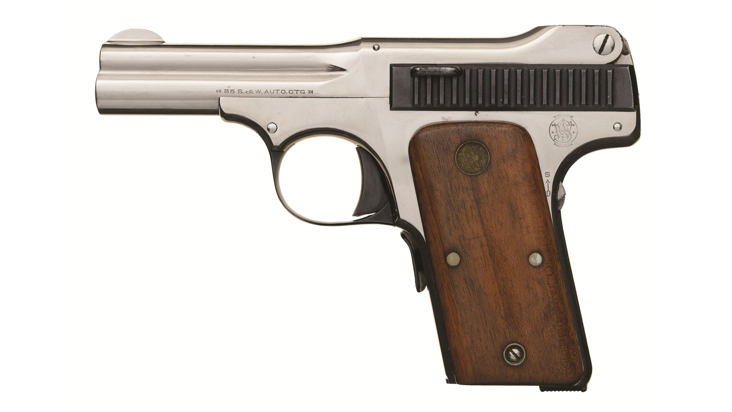 Nickel Smith & Wesson .35 Caliber Semi-Automatic Pistol | Rock Island ...