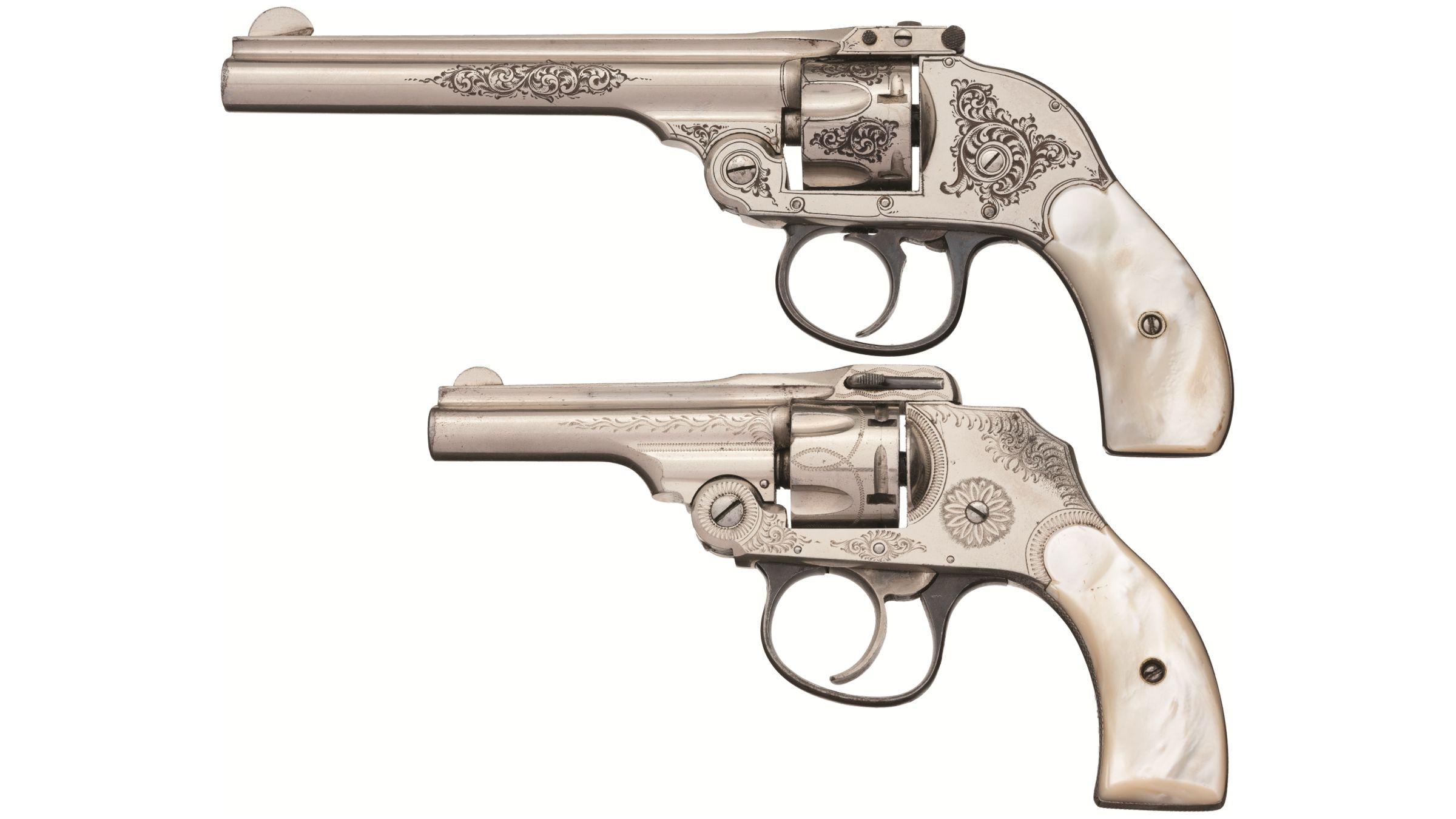Two American Double Action Hammerless Revolvers with Pearl Grips | Rock ...