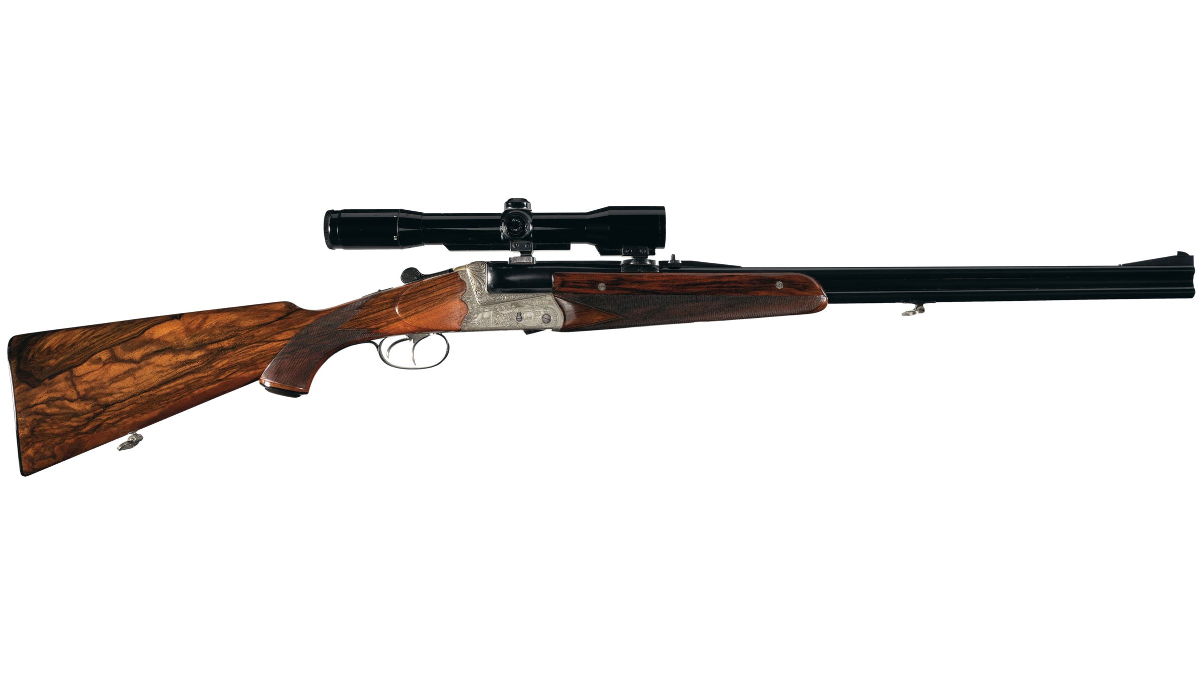 Game Scene Engraved Ludwig Borovnik Over/Under Double Rifle | Rock ...