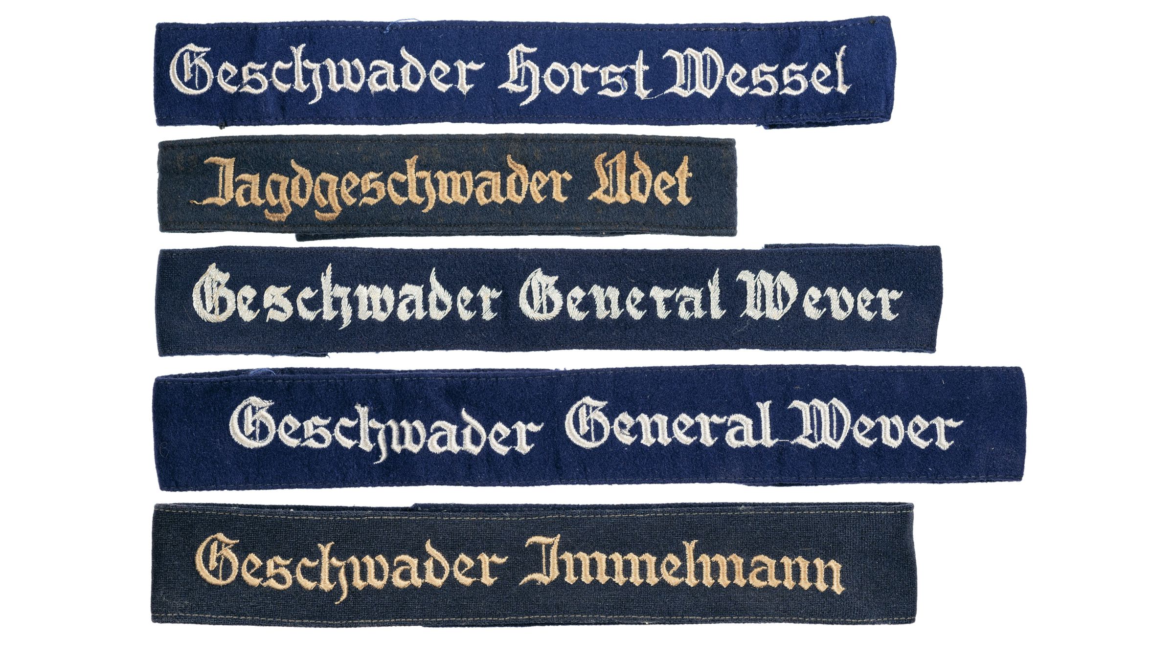 Published Set of Five Luftwaffe Cuff Titles | Rock Island Auction