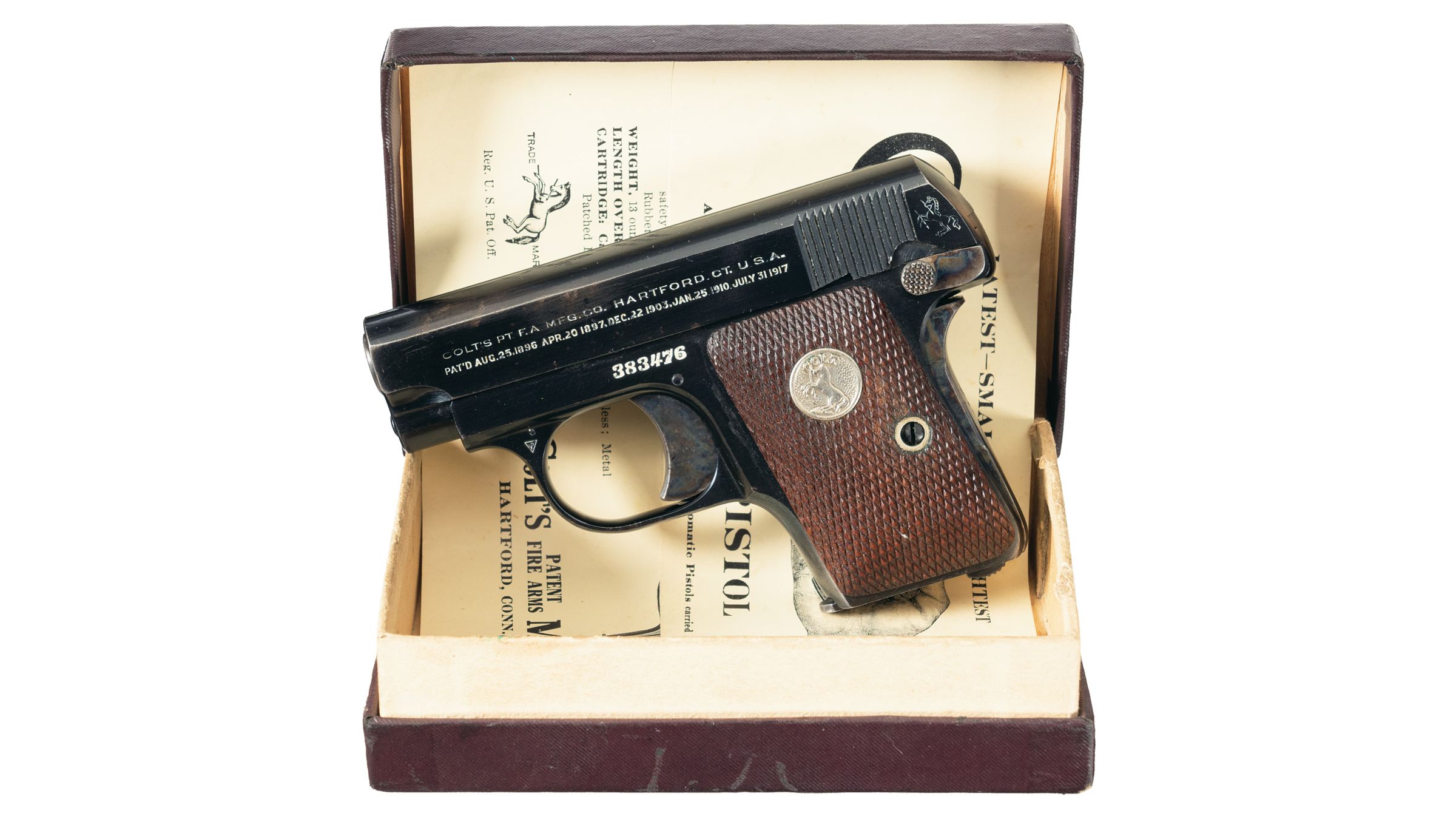 Pre-World War II Colt Vest Pocket Model 1908 Pistol with Box | Rock ...