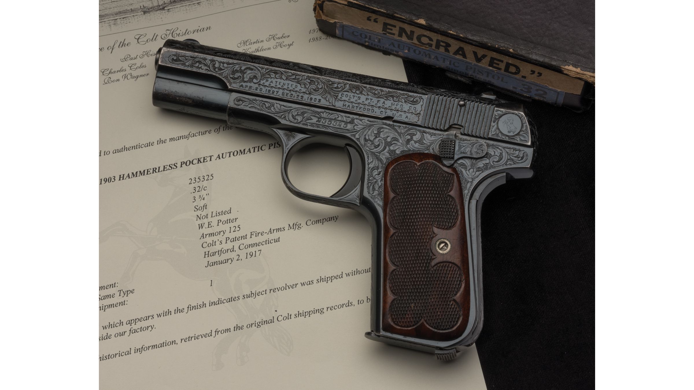 Engraved Colt Model 1903 Pocket Hammerless Pistol | Rock Island Auction