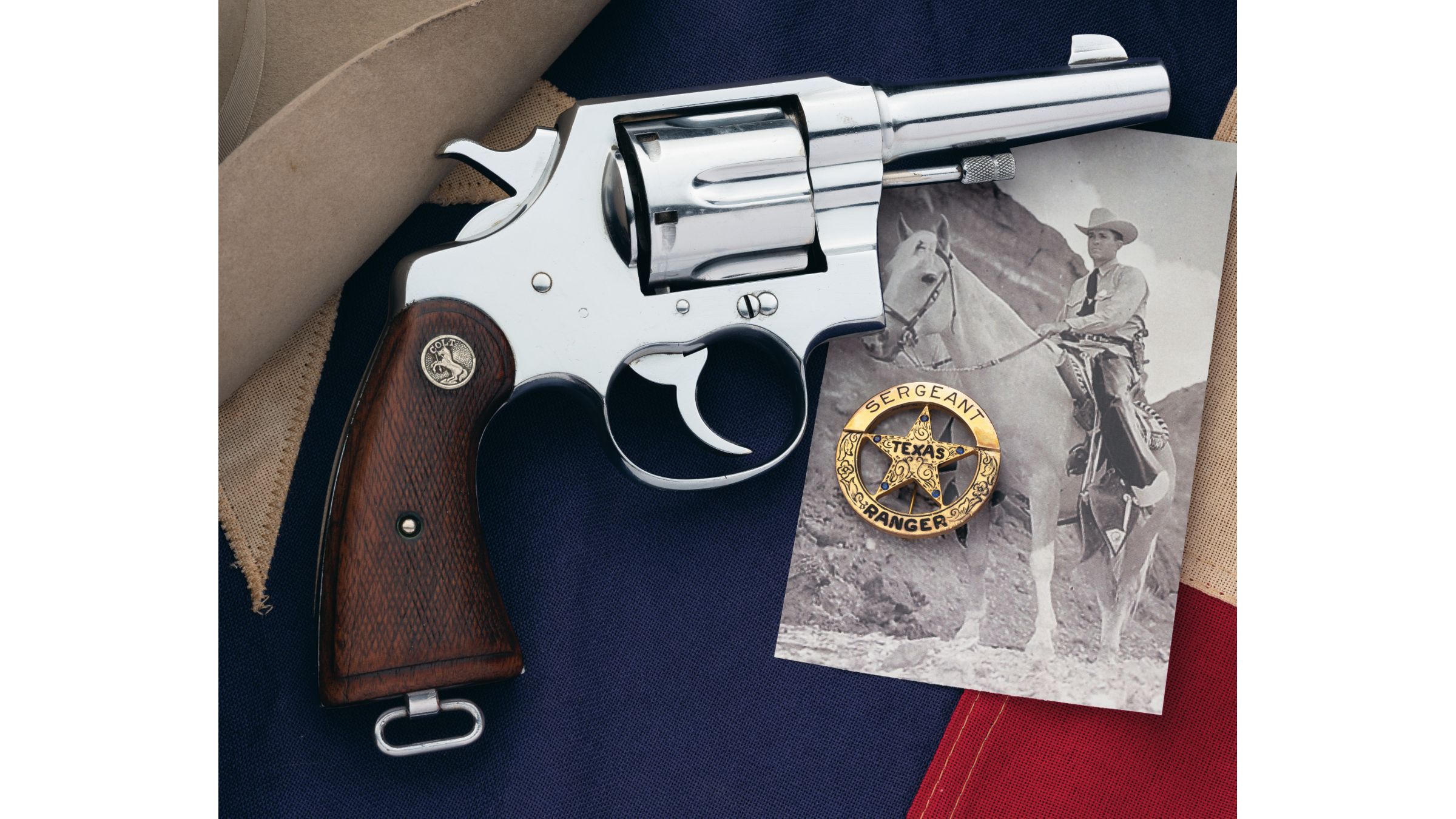 Texas Ranger Colt New Service Revolver with Badge | Rock Island Auction