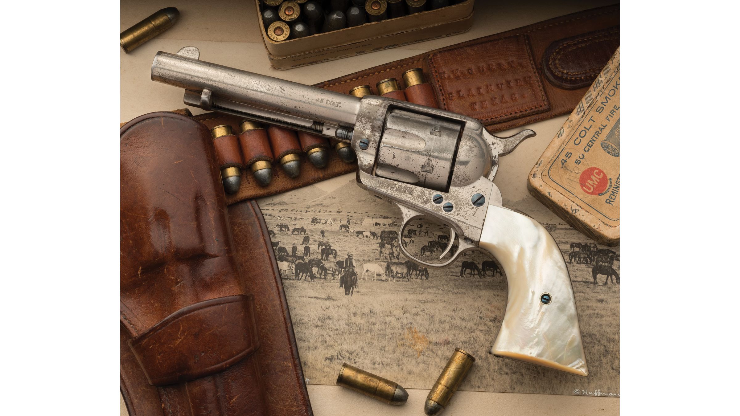 Nickel Colt Single Action Army Revolver with Pearl Grips | Rock Island ...