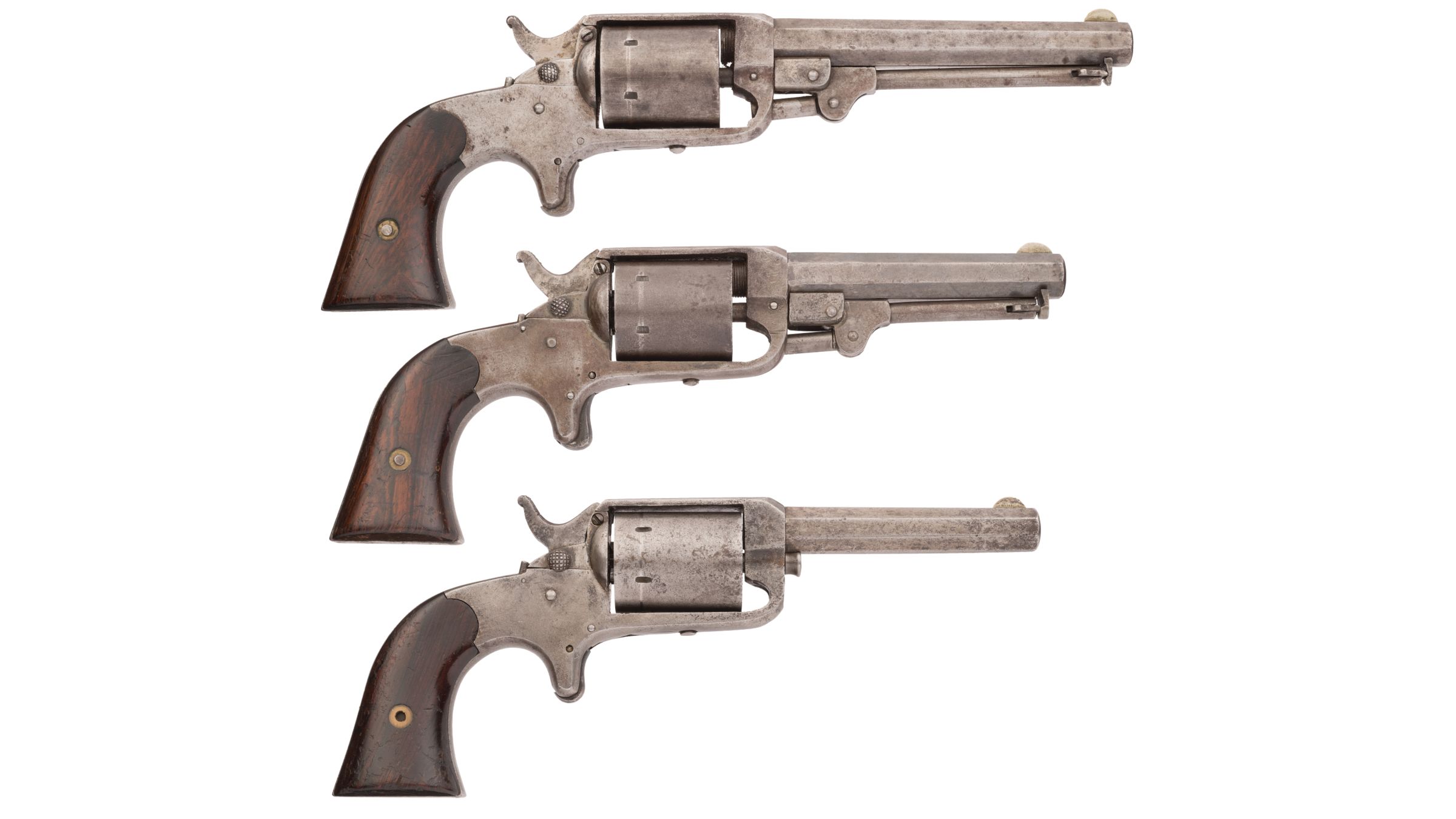 Three Antique James Reid Spur Trigger Pocket Revolvers | Rock Island ...