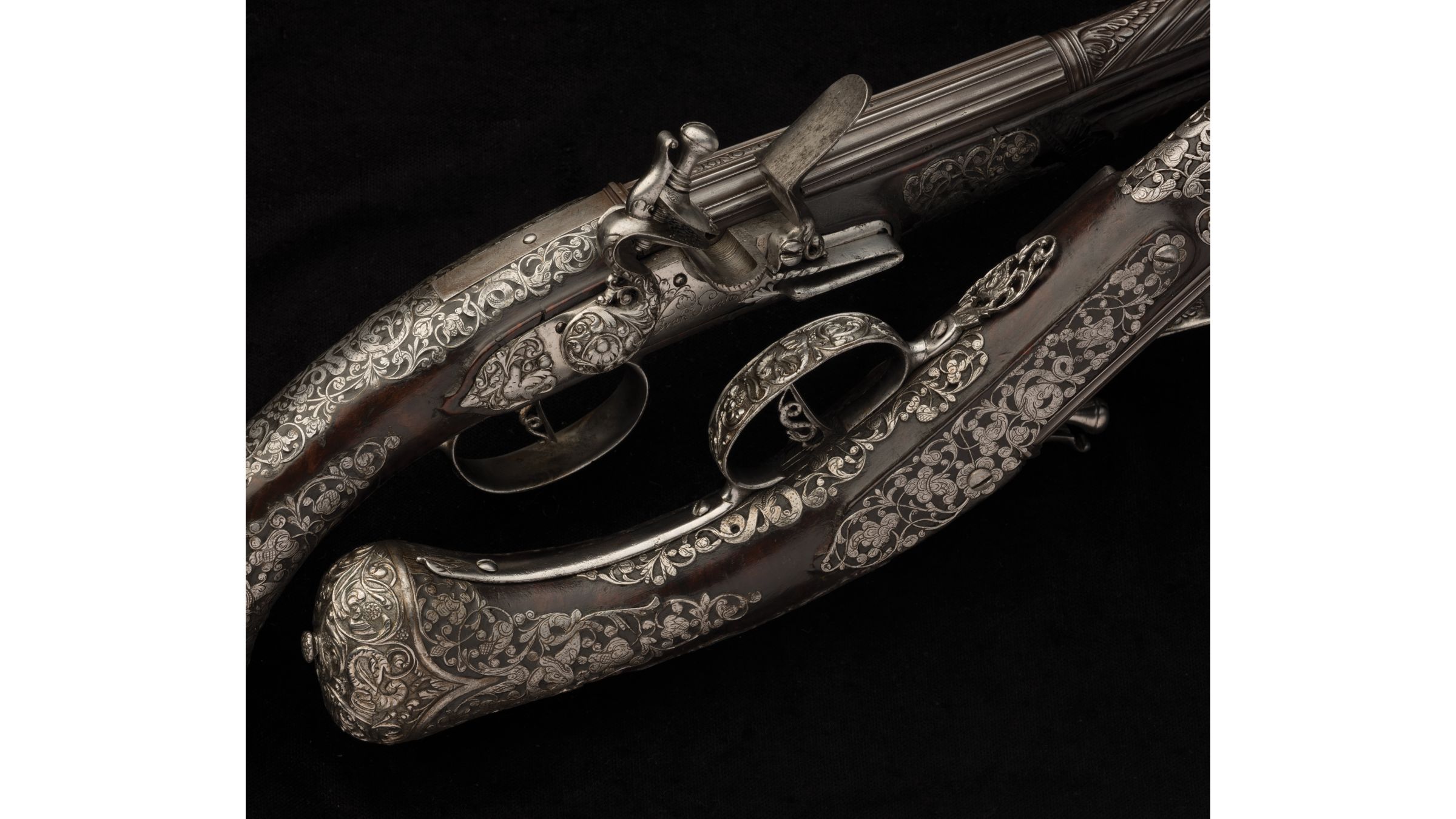 Pair of Chiseled and Pierced Early Italian Flintlock Pistols | Rock ...