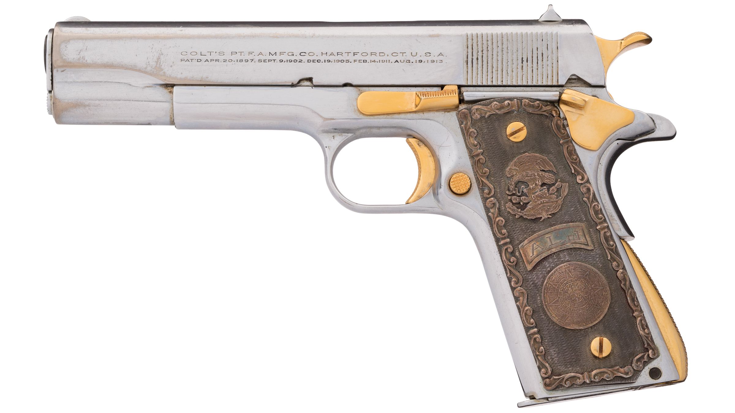Mexican Contract Colt Government Model Pistol with Silver Grips | Rock ...