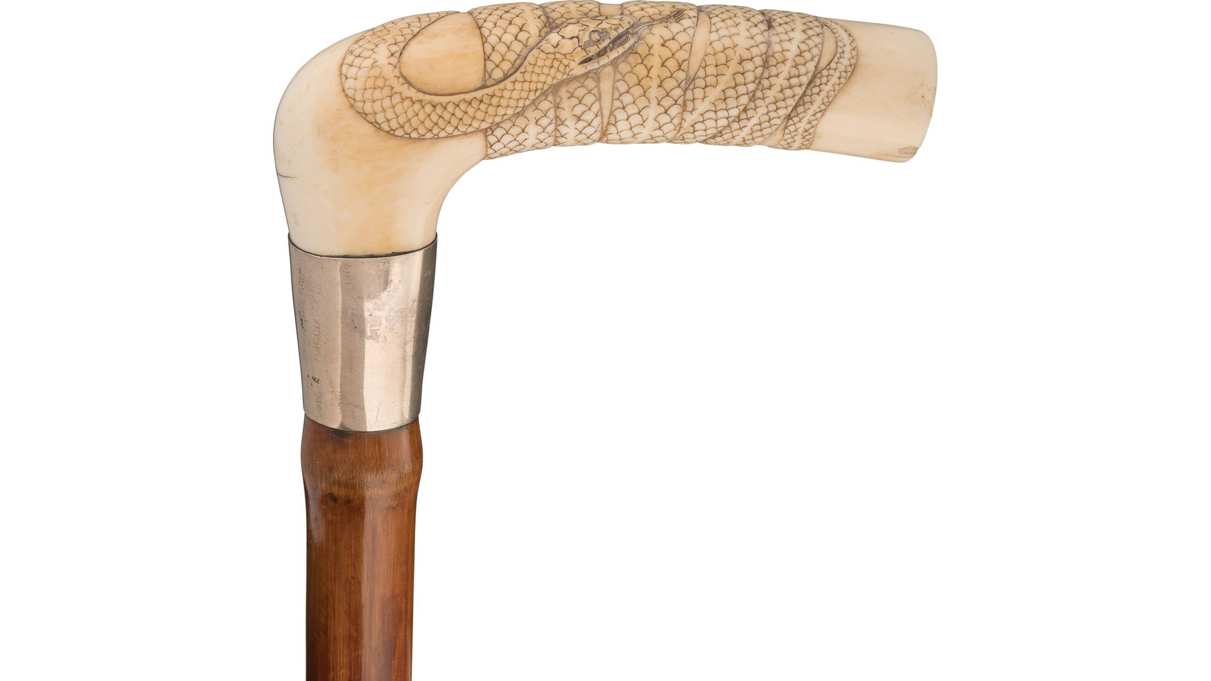 Relief Carved Antique Ivory Serpent Cane | Rock Island Auction