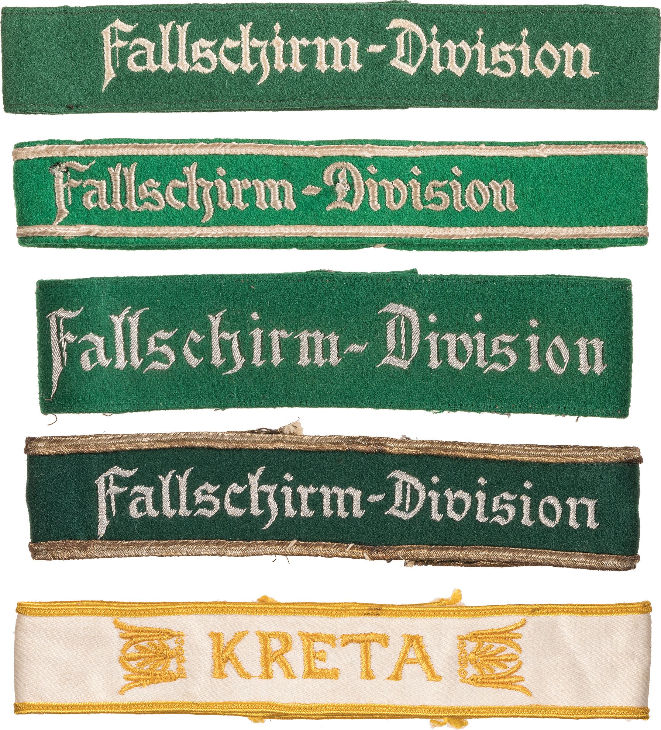 Five World War II German Cuff Titles | Rock Island Auction