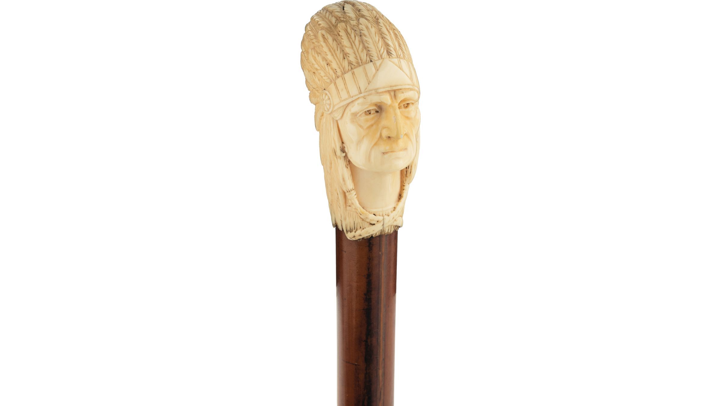 Relief Carved Antique Ivory Native American Bust Cane | Rock Island Auction