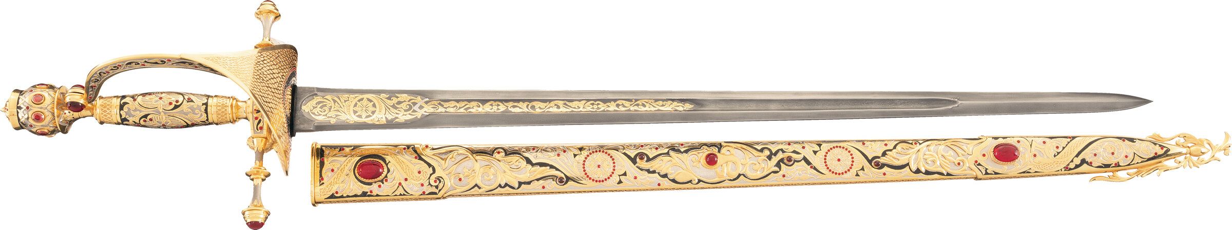 Gold and Stone Inlaid Zlatoust "King Cobra" Sword | Rock Island Auction