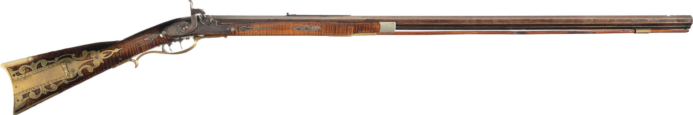 J. Ferree Signed, Silver Accented, and Engraved Percussion Rifle | Rock ...