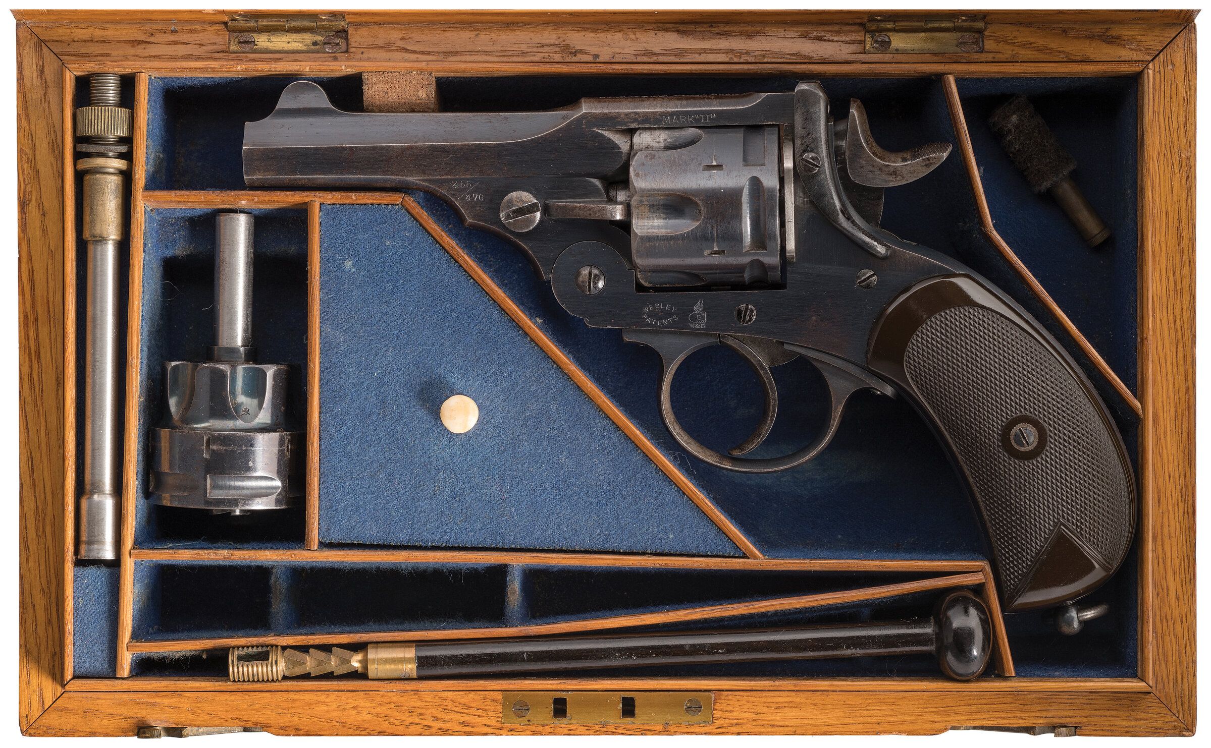 Cased Webley .455 MK.II Double Action Revolver with Adapter | Rock ...