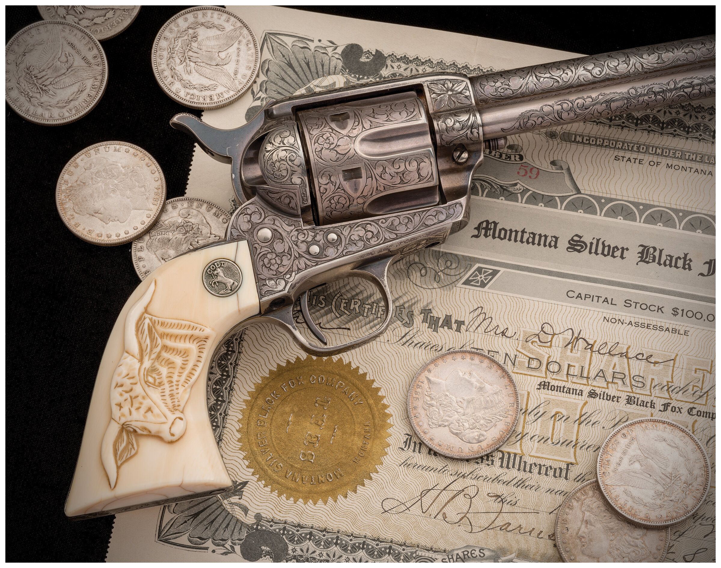 Wilbur A. Glahn Engraved Silver Plated Colt Single Action Army | Rock ...