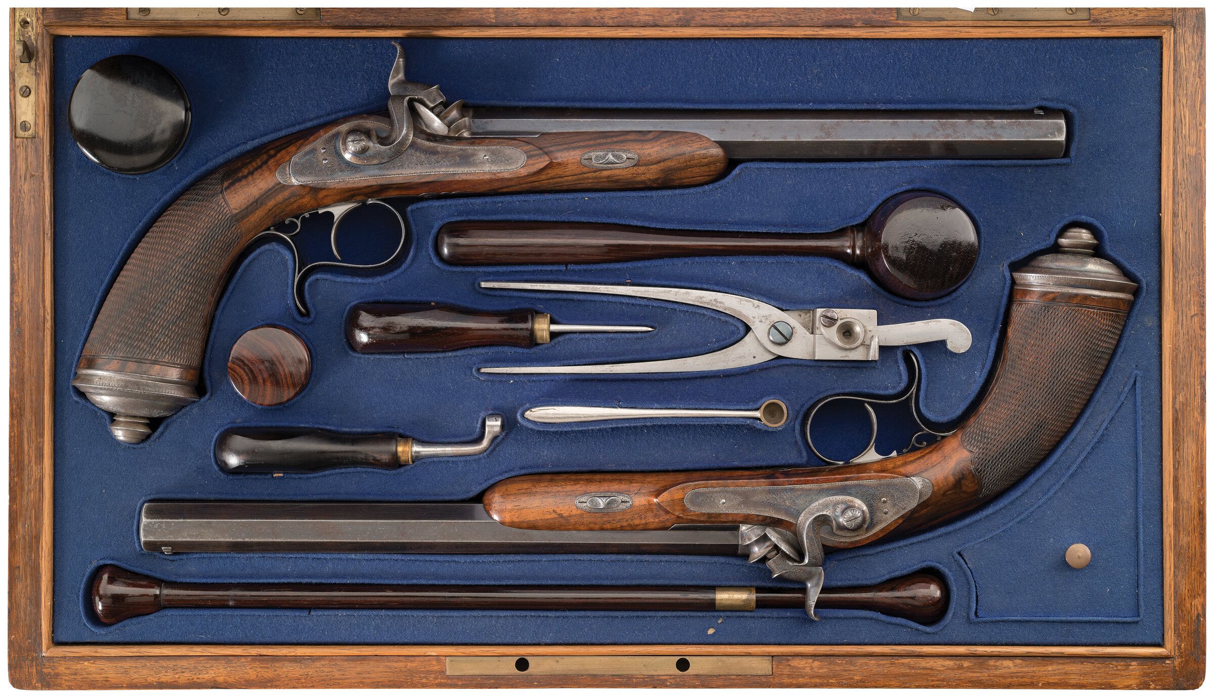 Cased Pair of Engraved French Guyot Dueling Pistols | Rock Island Auction