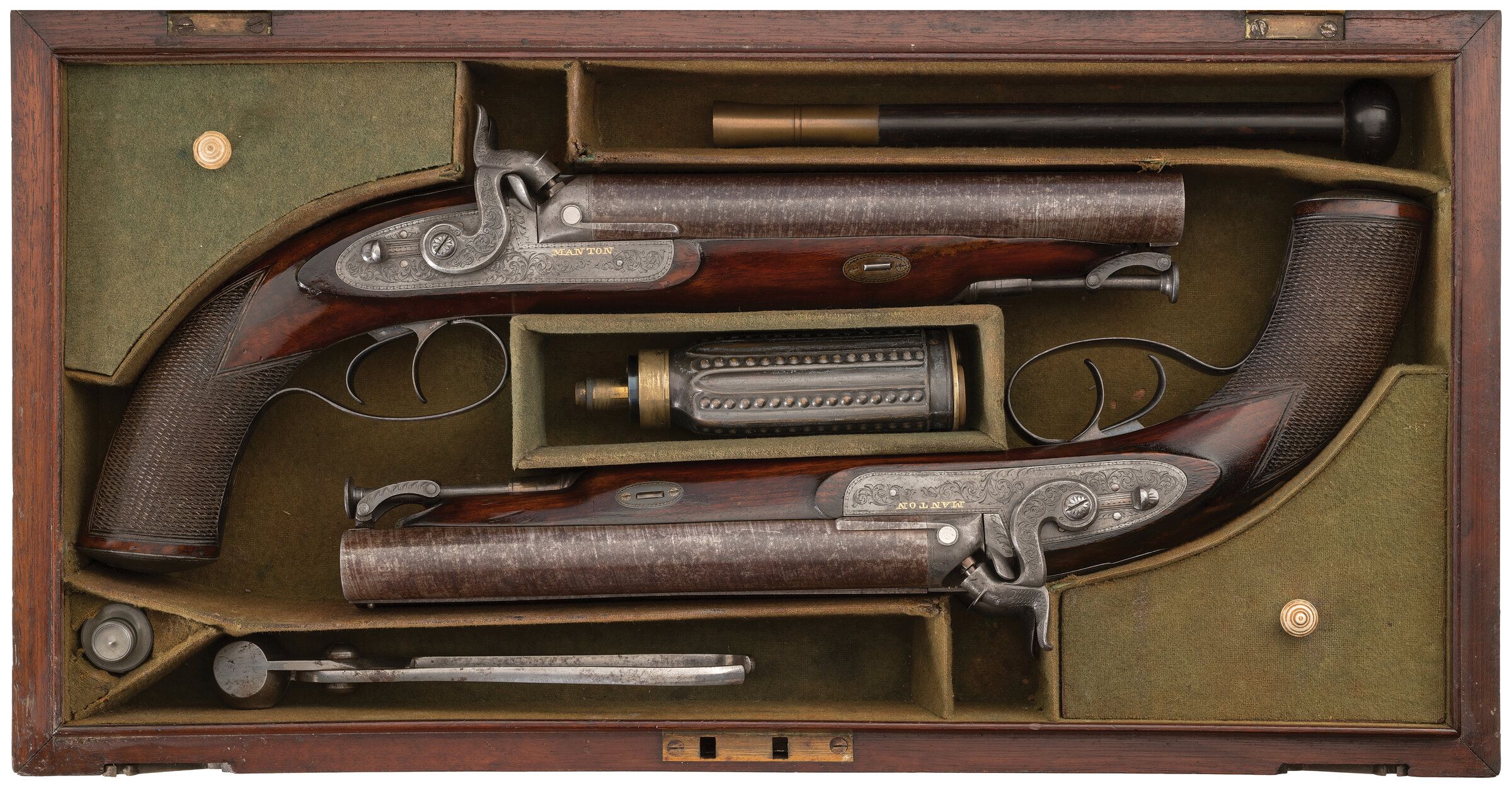 Pair of Manton & Co. Double Barrel Percussion Howdah Pistols | Rock ...