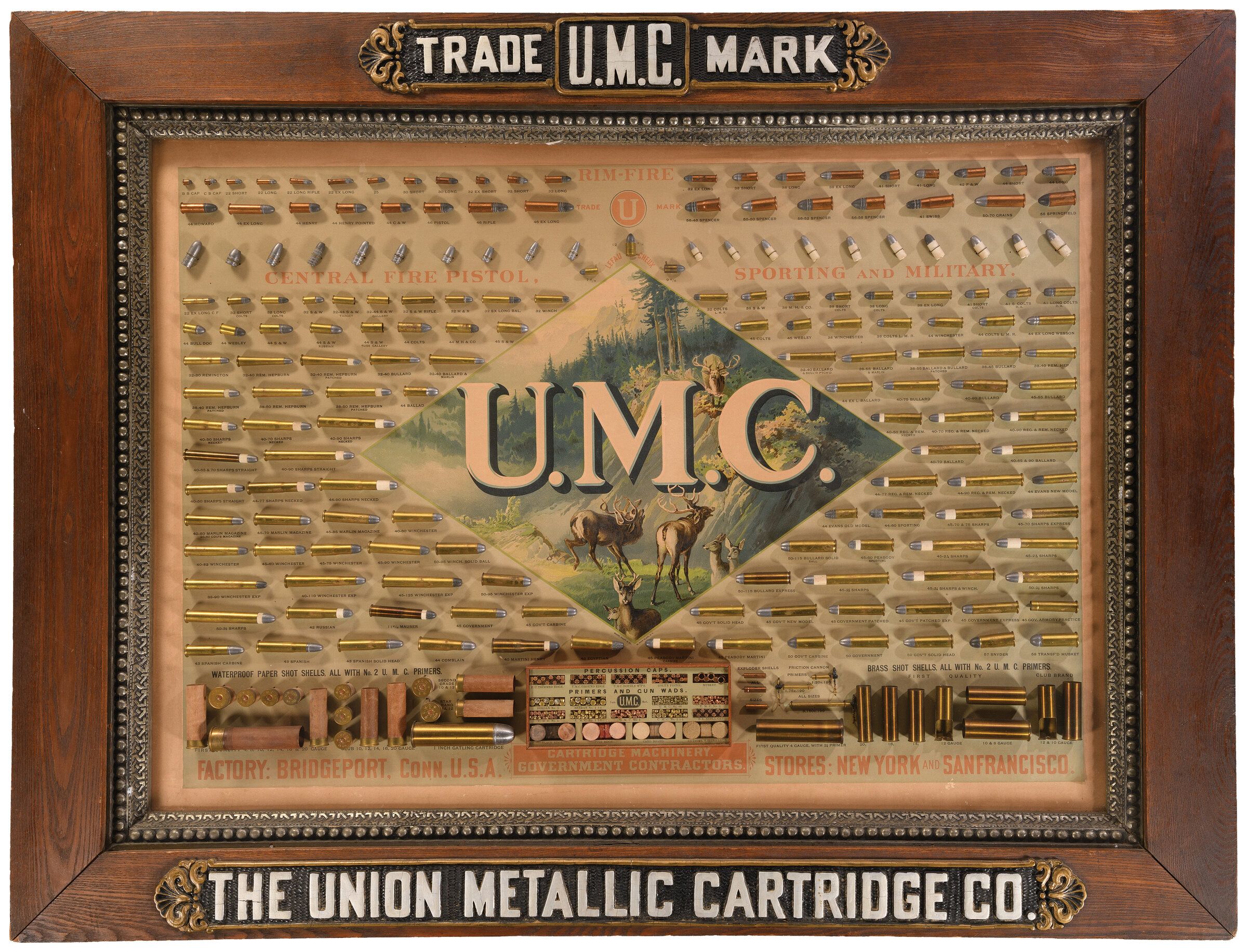 Union Metallic Cartridge Co. Cartridge Display Bullet Board | Rock ...