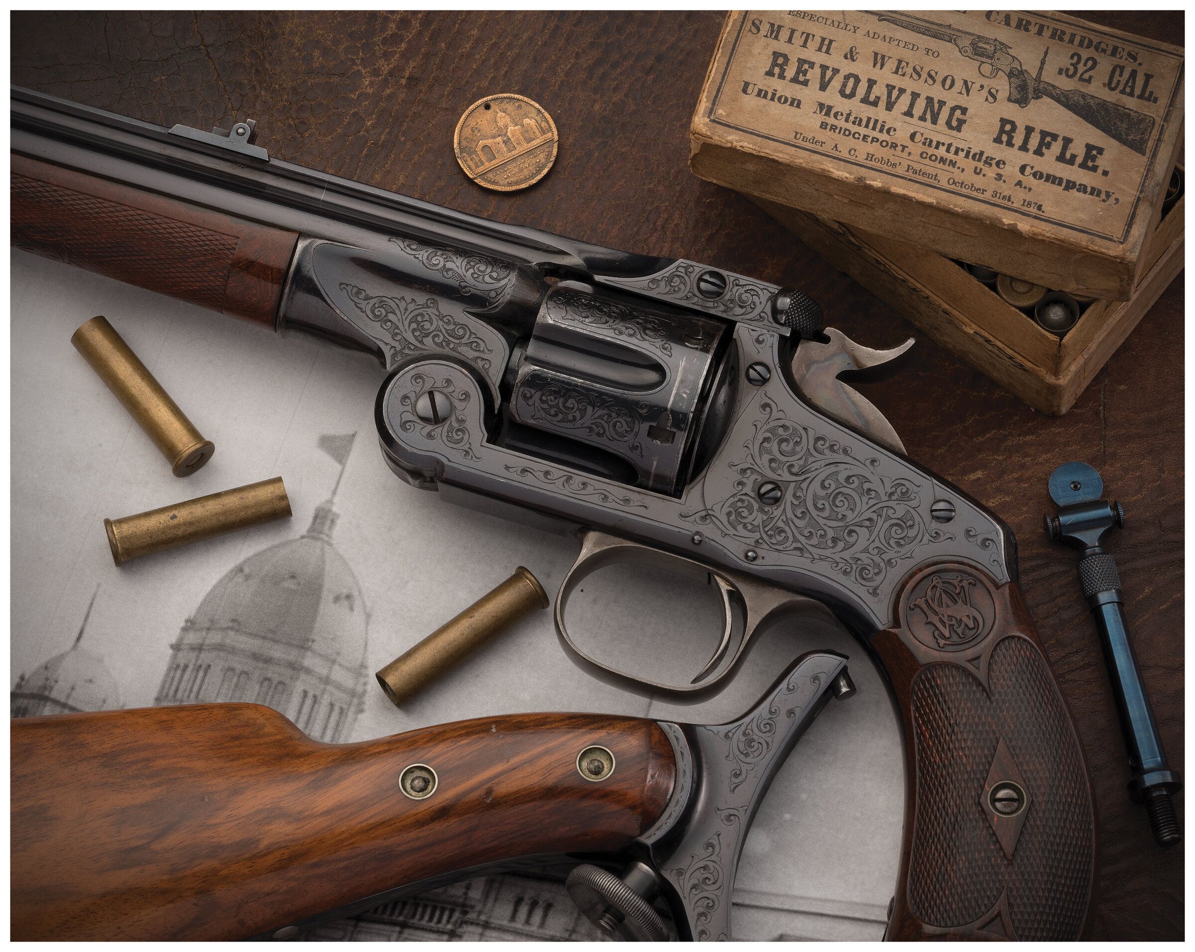 Gustave Young Engraved Smith & Wesson 320 Revolving Rifle | Rock Island ...