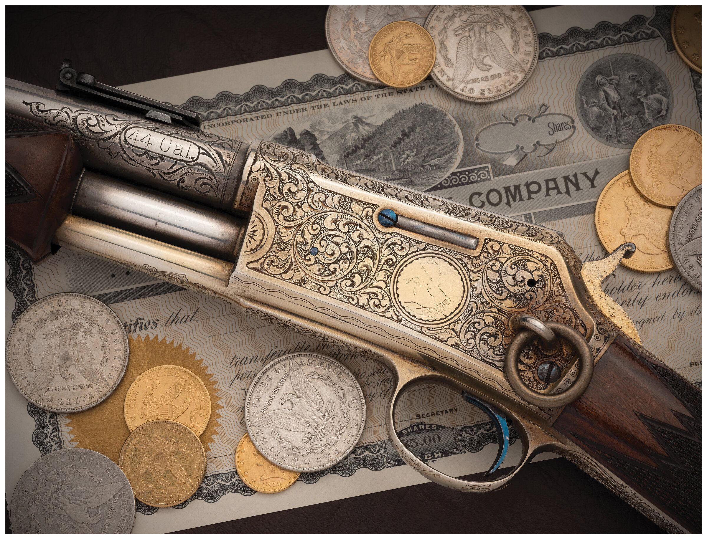 Colt Deluxe Gold/Silver Nimschke Engraved Lightning Baby Carbine | Rock ...