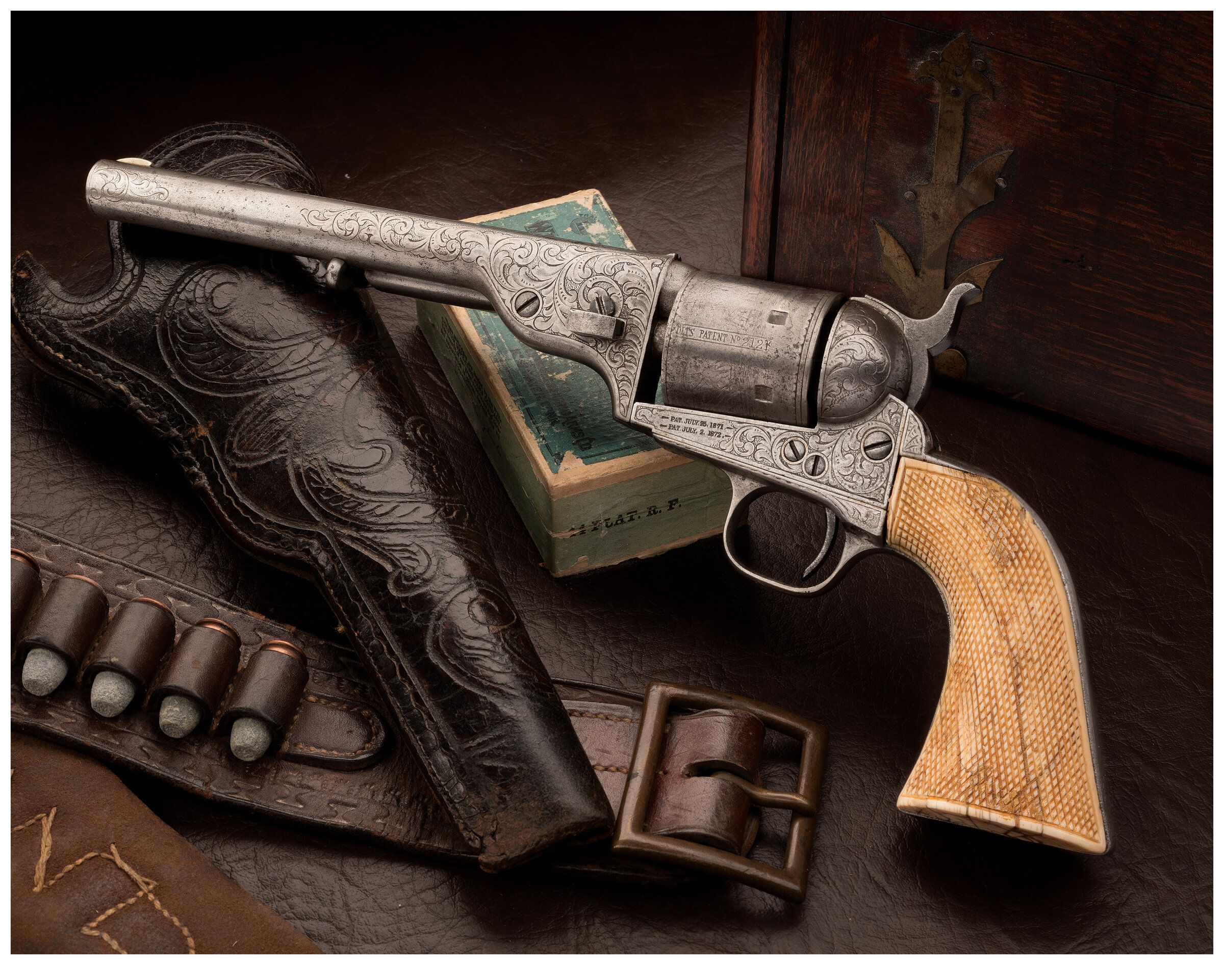 Engraved Colt Model 1871-72 Open Top Single Action Revolver | Rock ...