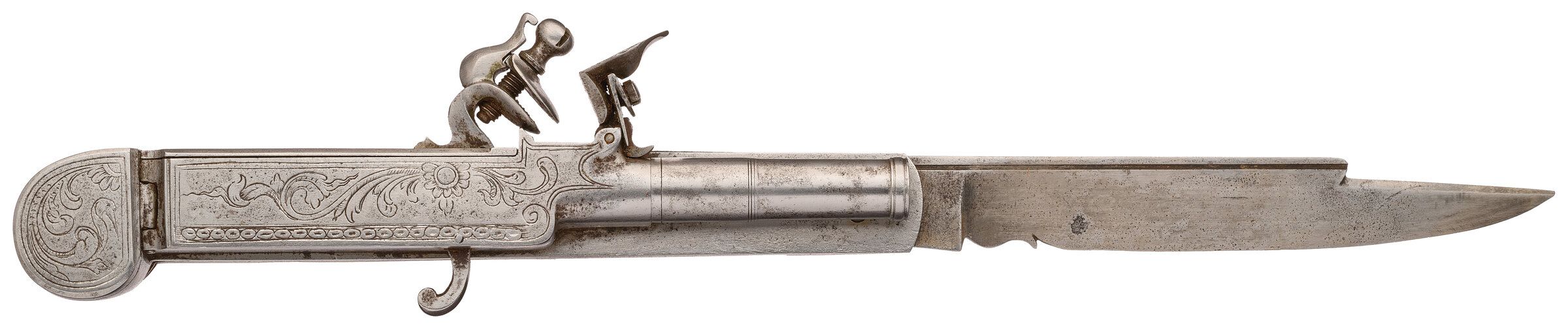 Engraved Combination Flintlock Pistol and Pocket Knife | Rock Island ...