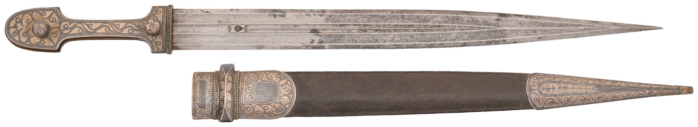 Engraved, Silver Plated Caucasian Qama/"Cossack" Dagger | Rock Island ...