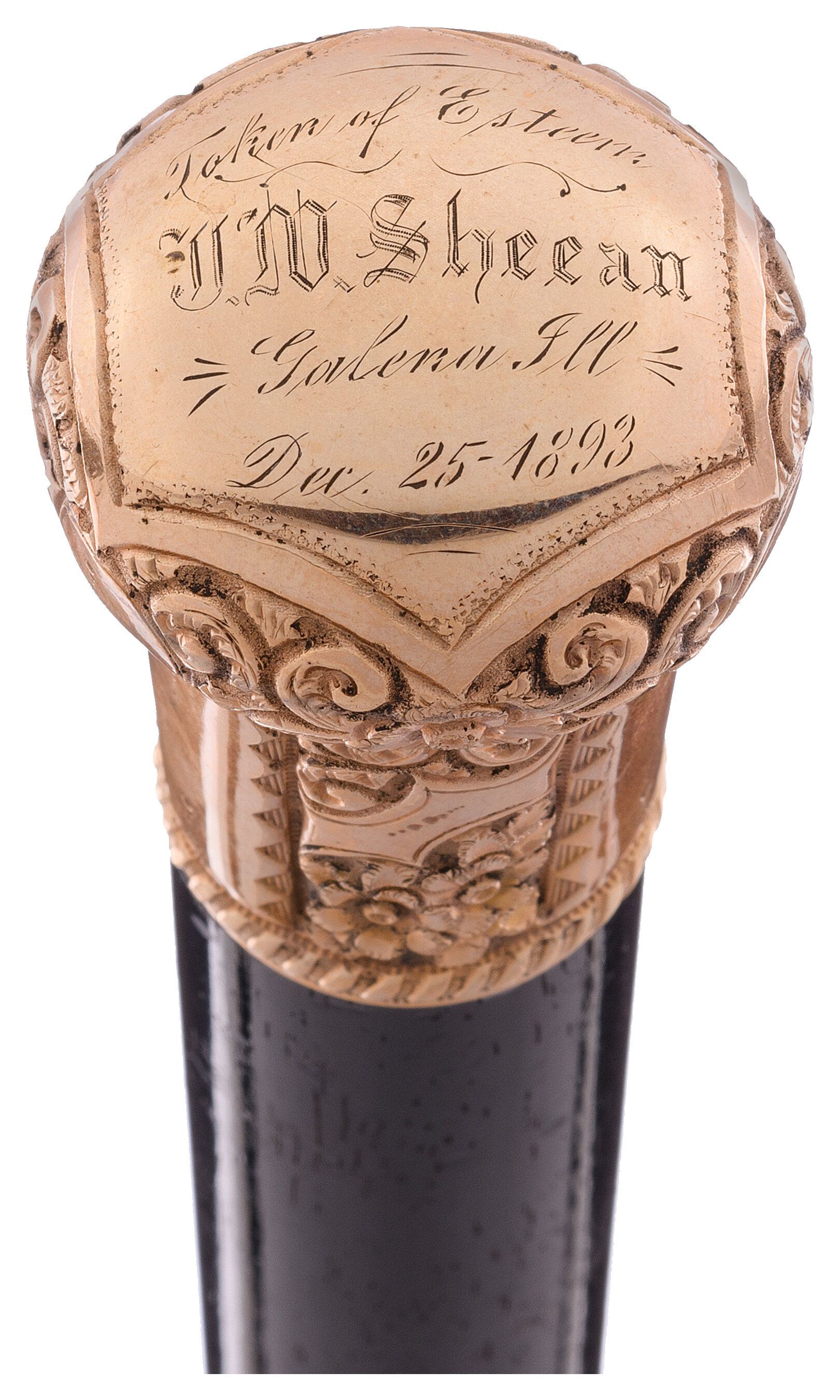 Gilt Cane Inscribed to Galena, Illinois Lawyer J.M. Sheean | Rock ...
