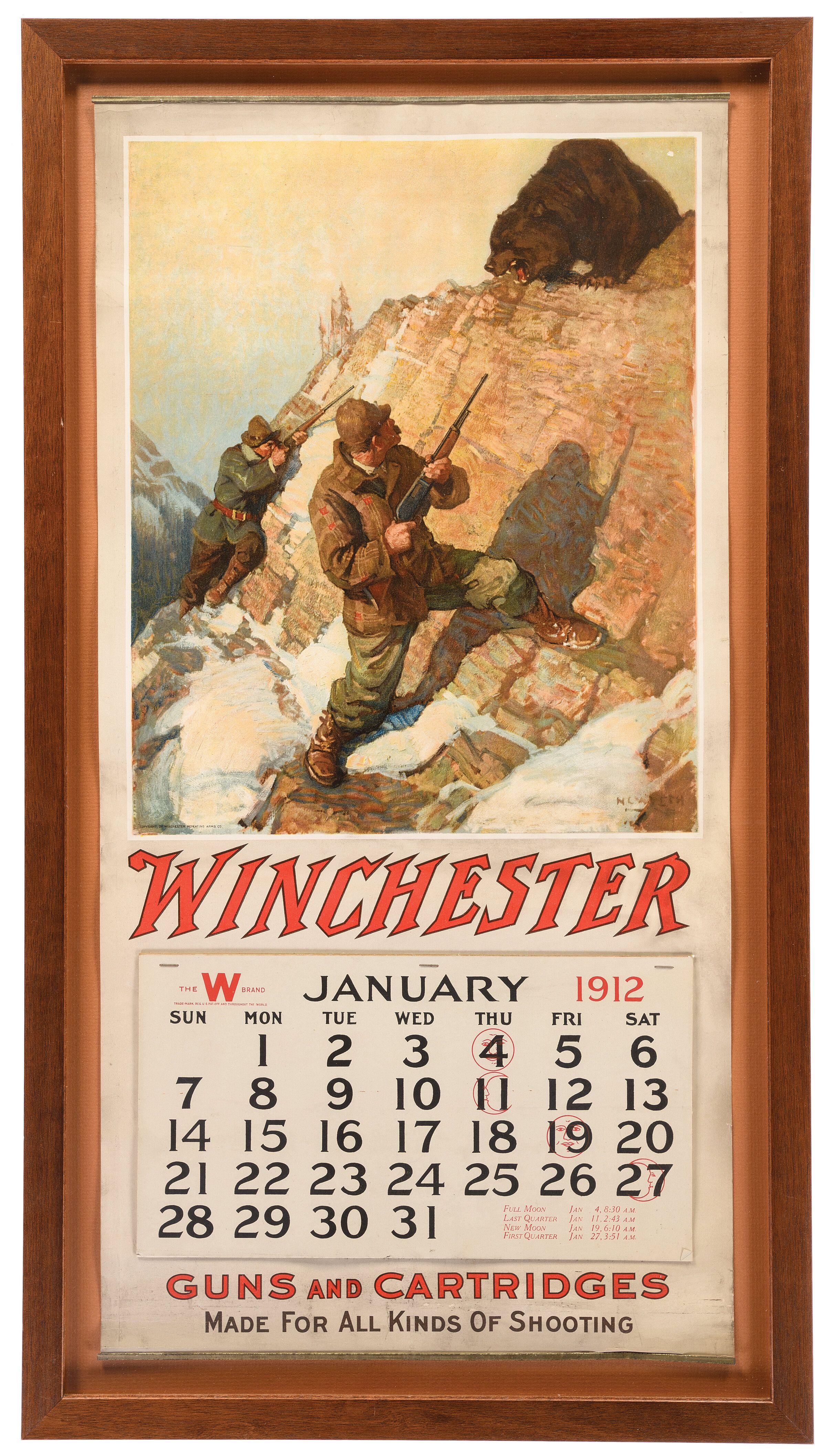 Framed January 1912 Winchester Calendar | Rock Island Auction