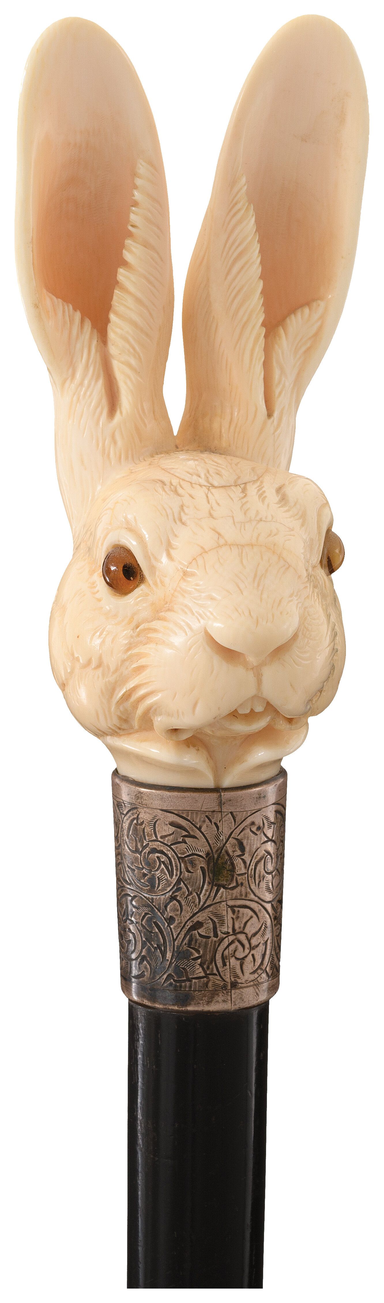 Masterfully Relief Carved Rabbit Cane | Rock Island Auction