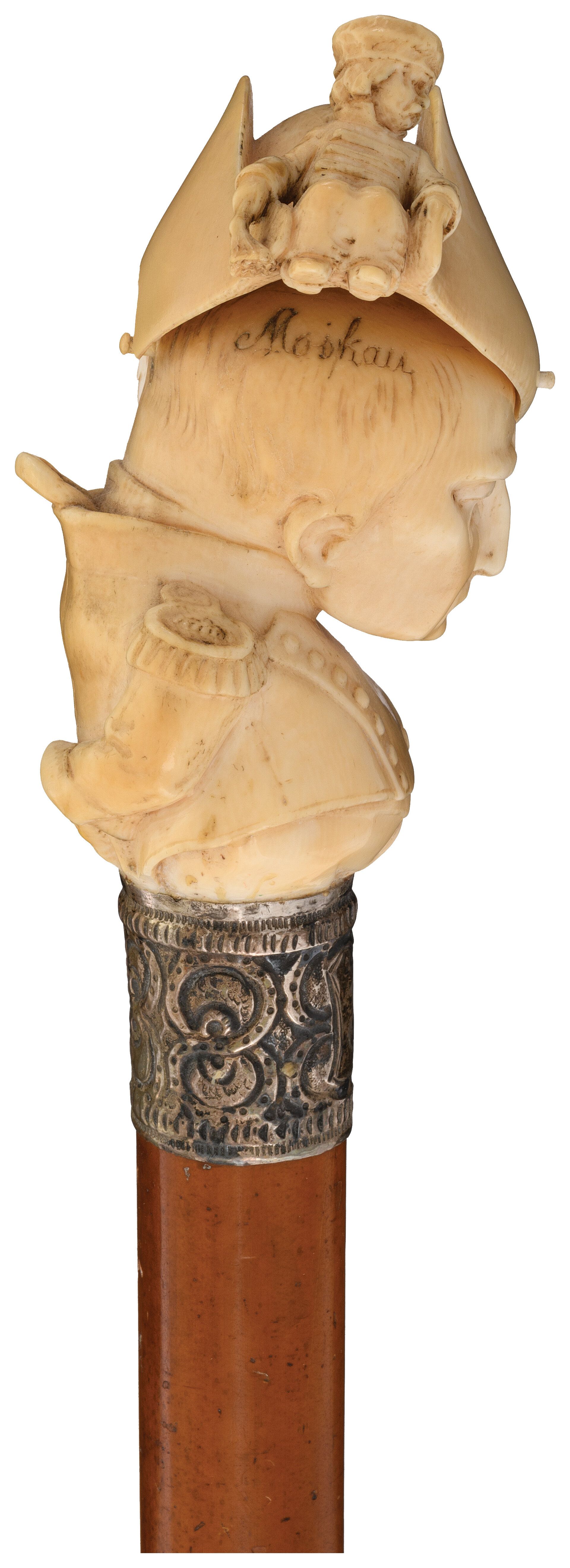 Relief Carved "Humiliation of Napoleon" Cane | Rock Island Auction