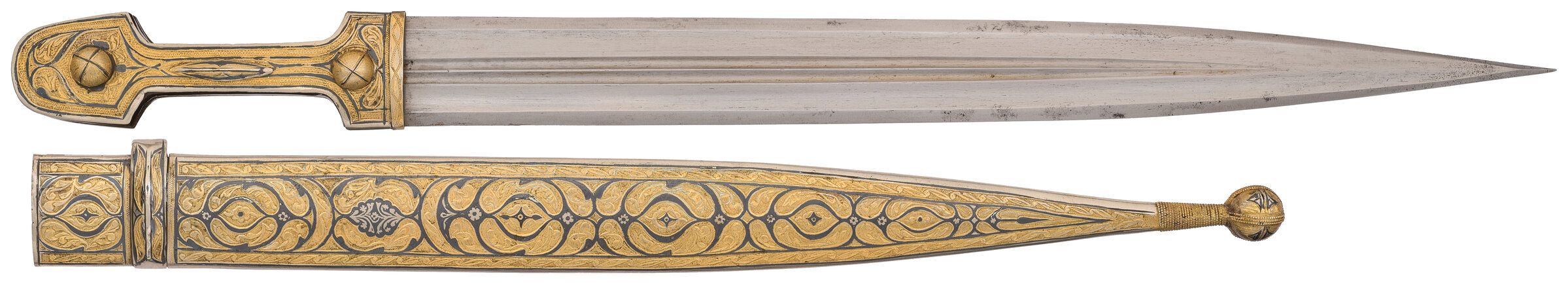 Silver Plated and Gilt Caucasian Qama/"Cossack" Dagger | Rock Island ...