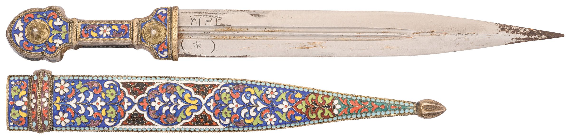 Enameled and Silver Plated Caucasian Qama/"Cossack" Dagger | Rock ...