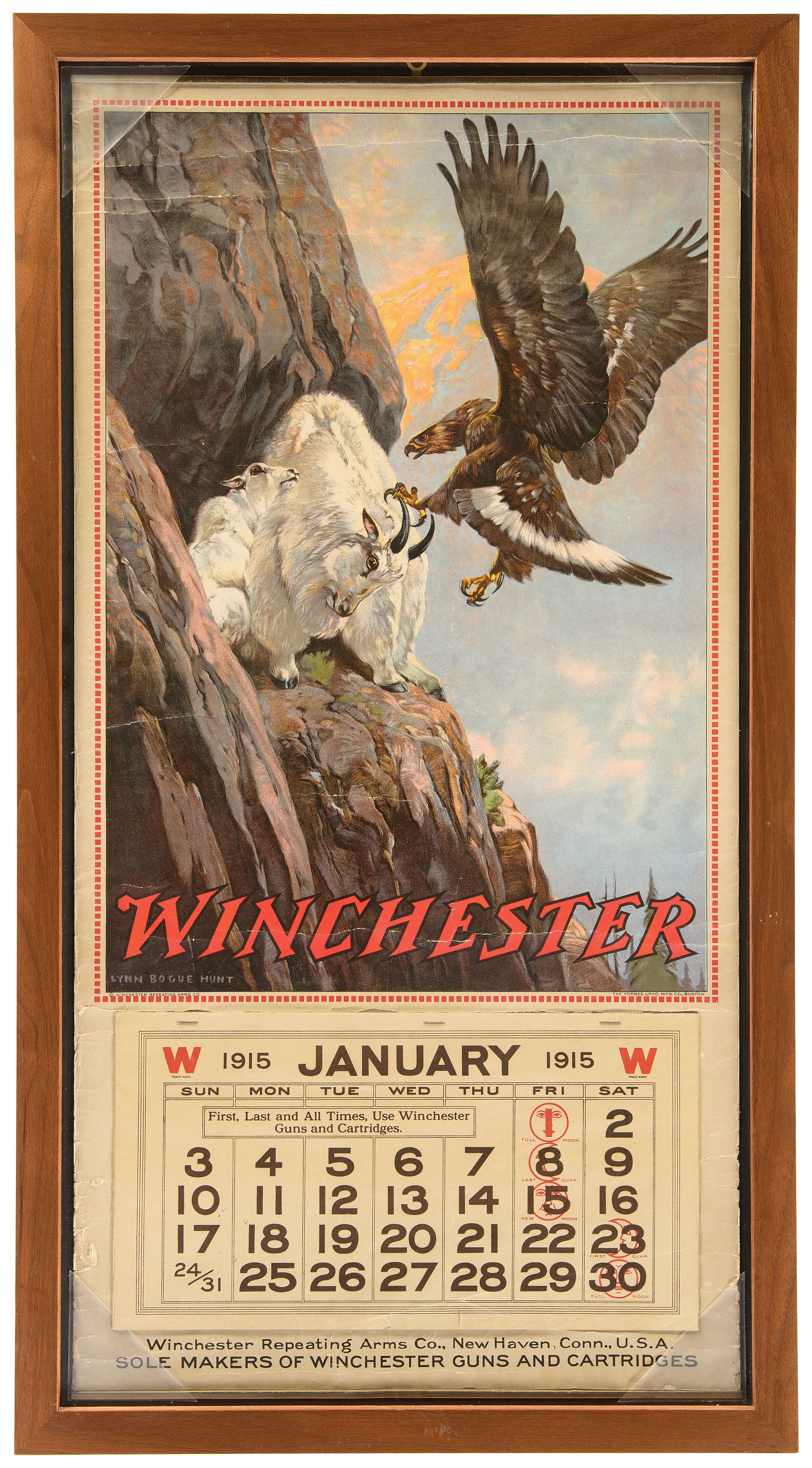 Framed Winchester January, 1915 Calendar By Lynn Bogue Hunt | Rock ...