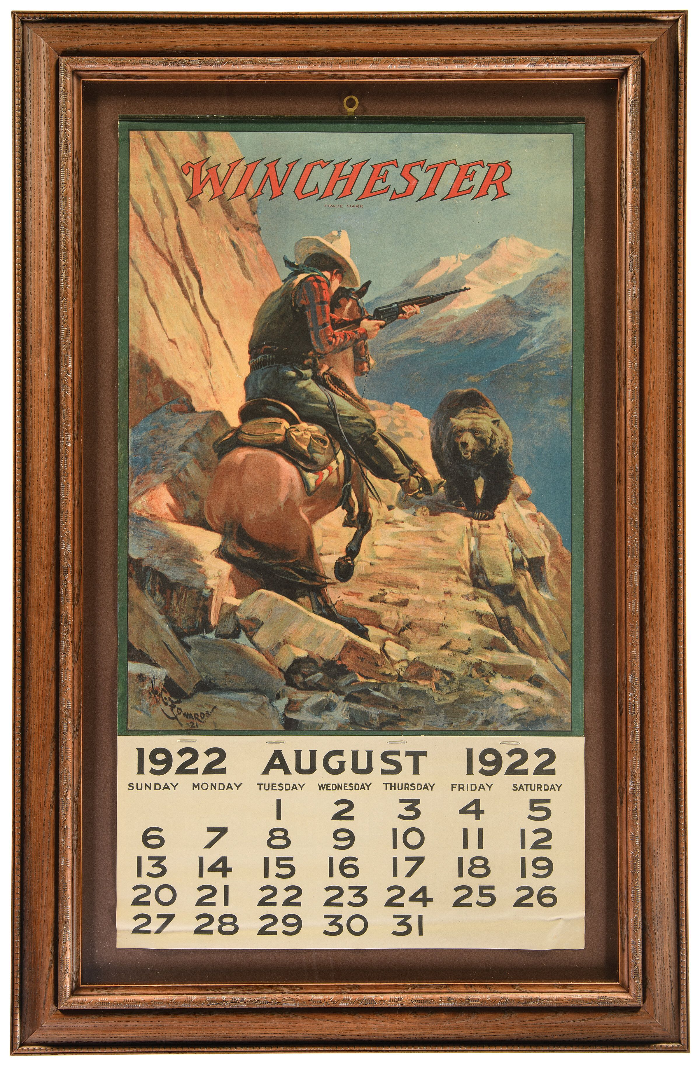 Framed 1922 Winchester Calendar by H. G. Edwards | Rock Island Auction
